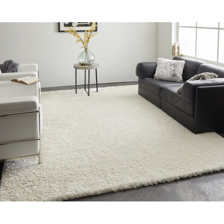 Mercer41 Loman Solid Color Plush Performance White Shag Rug | Wayfair