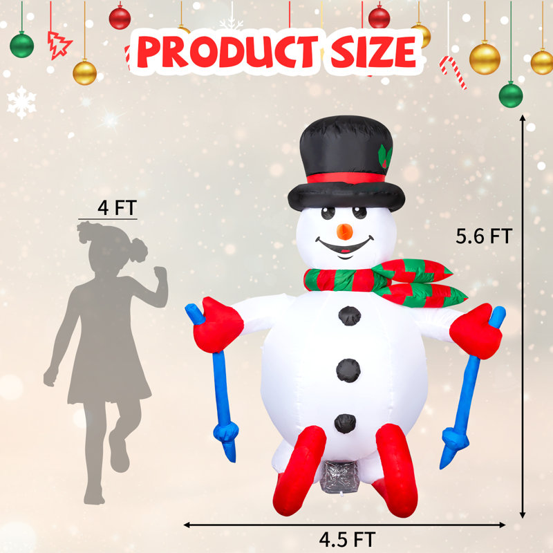 GOOSH Christmas Inflatable 5.6FT Ski Snowman outdoor Christmas ...