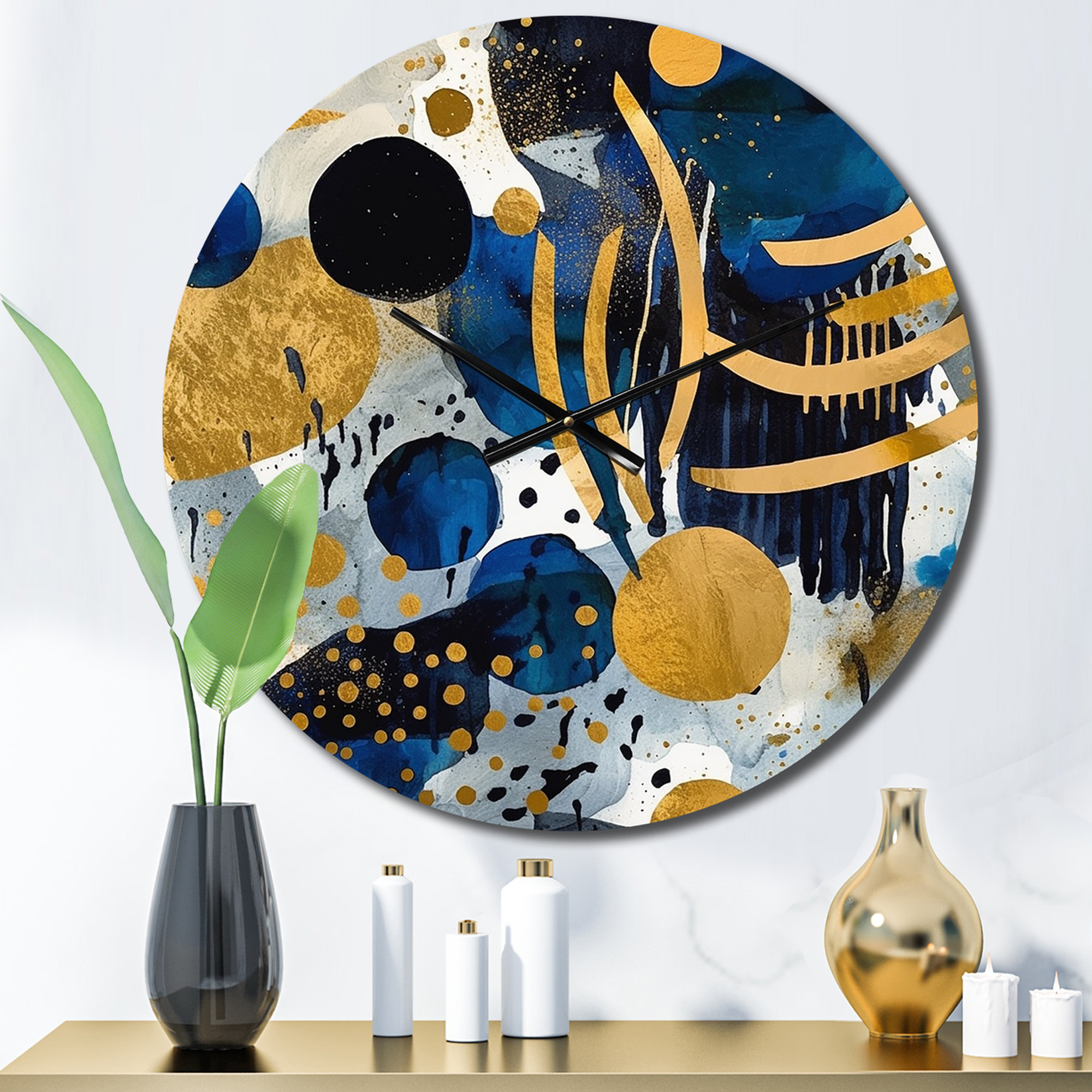 Design Art Abstract Pattern With Blue & Golden Textures XIX Metal Wall ...