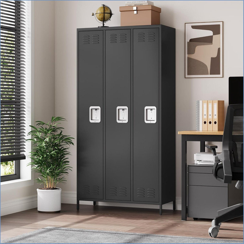 Inbox Zero 3 Doors Employee Lockers for Office, Metal Sorage Locker ...