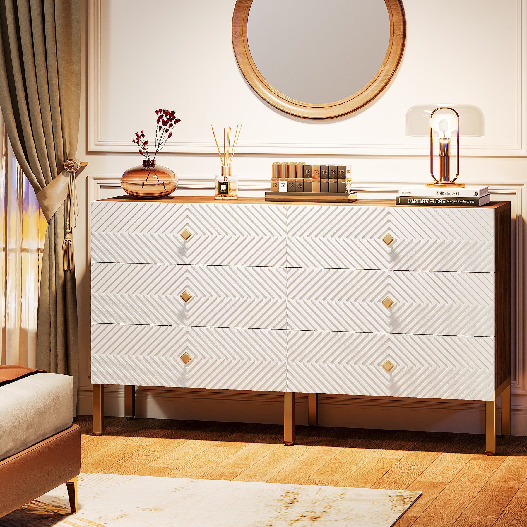 Mercer41 Chic Wood Grain Dresser With 6 Drawers - Wayfair Canada