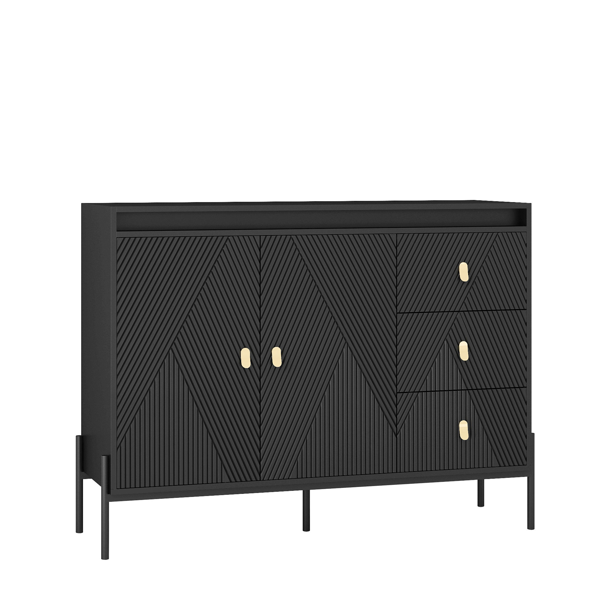 Ivy Bronx Buffets & Sideboards, Fluted Sideboard Cabinet, 2 Door 3 Drawer Design, With Led ...
