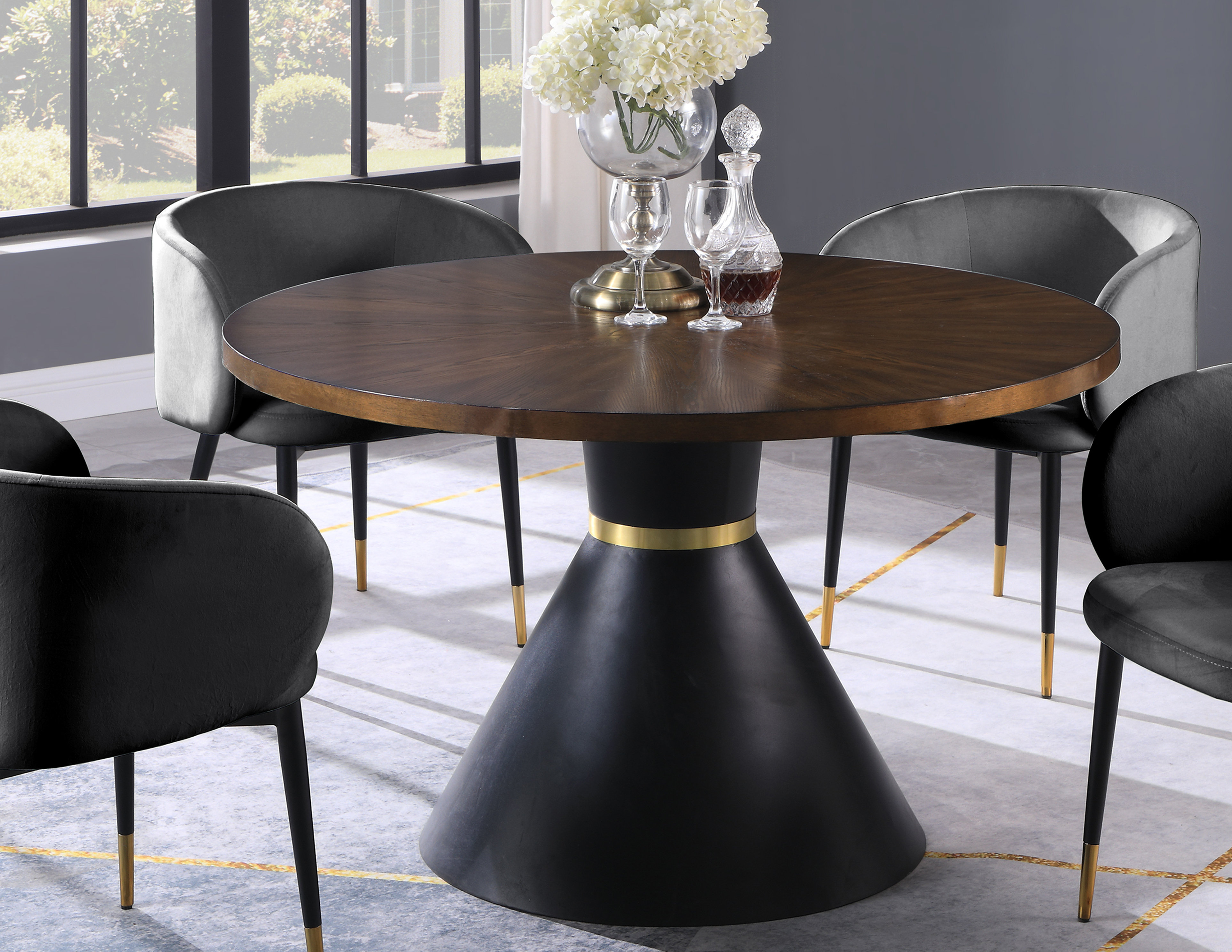 Everly Quinn Joelan Round Metal Base Dining Table & Reviews - Wayfair ...