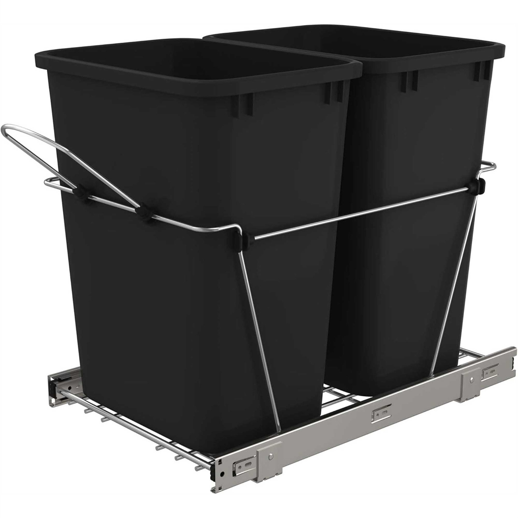 TELA 35Qt Double Pullout Kitchen Trash Can, Black Sliding Garbage Can ...
