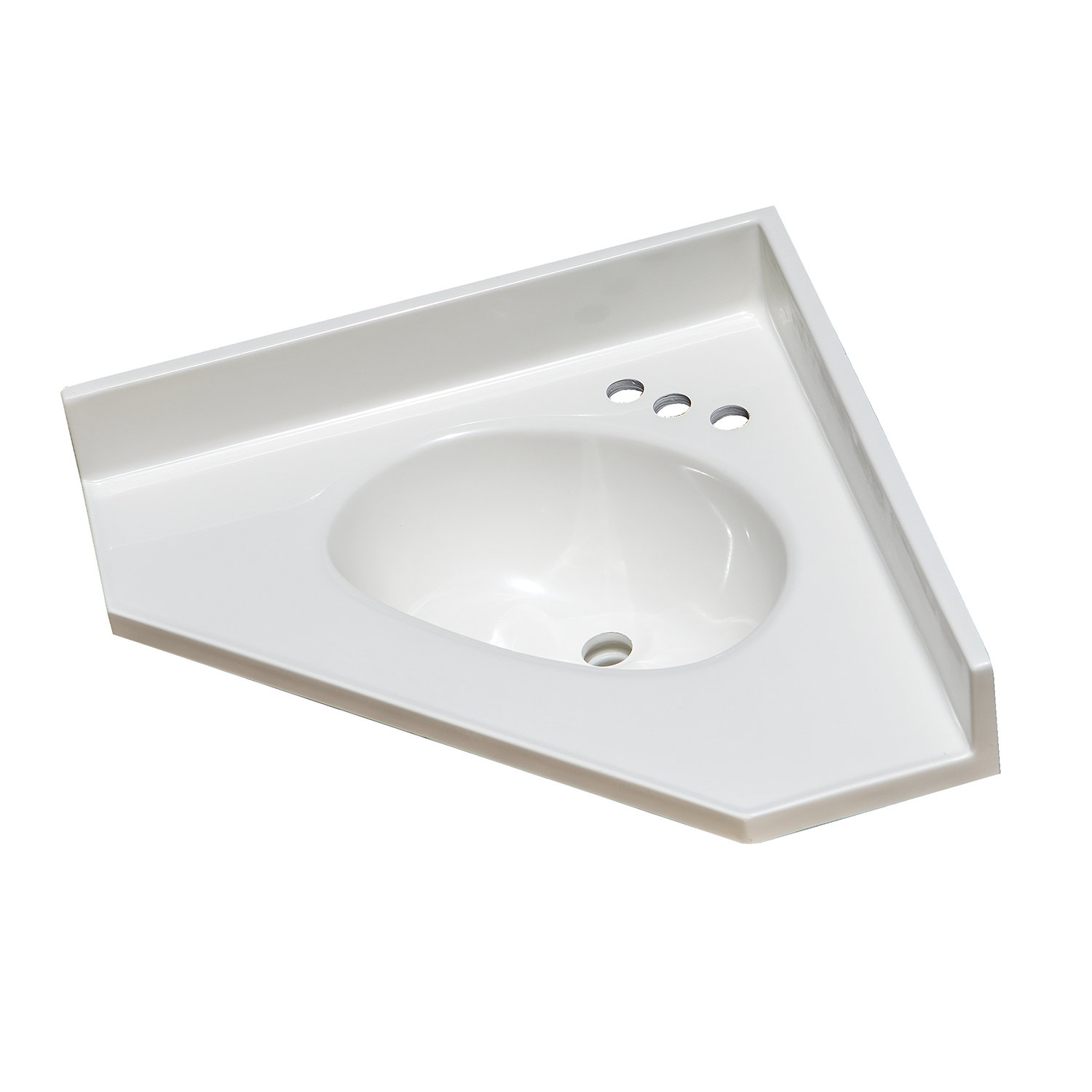 GCC White Marble Corner Bathroom Sink with Overflow Hole & Reviews ...