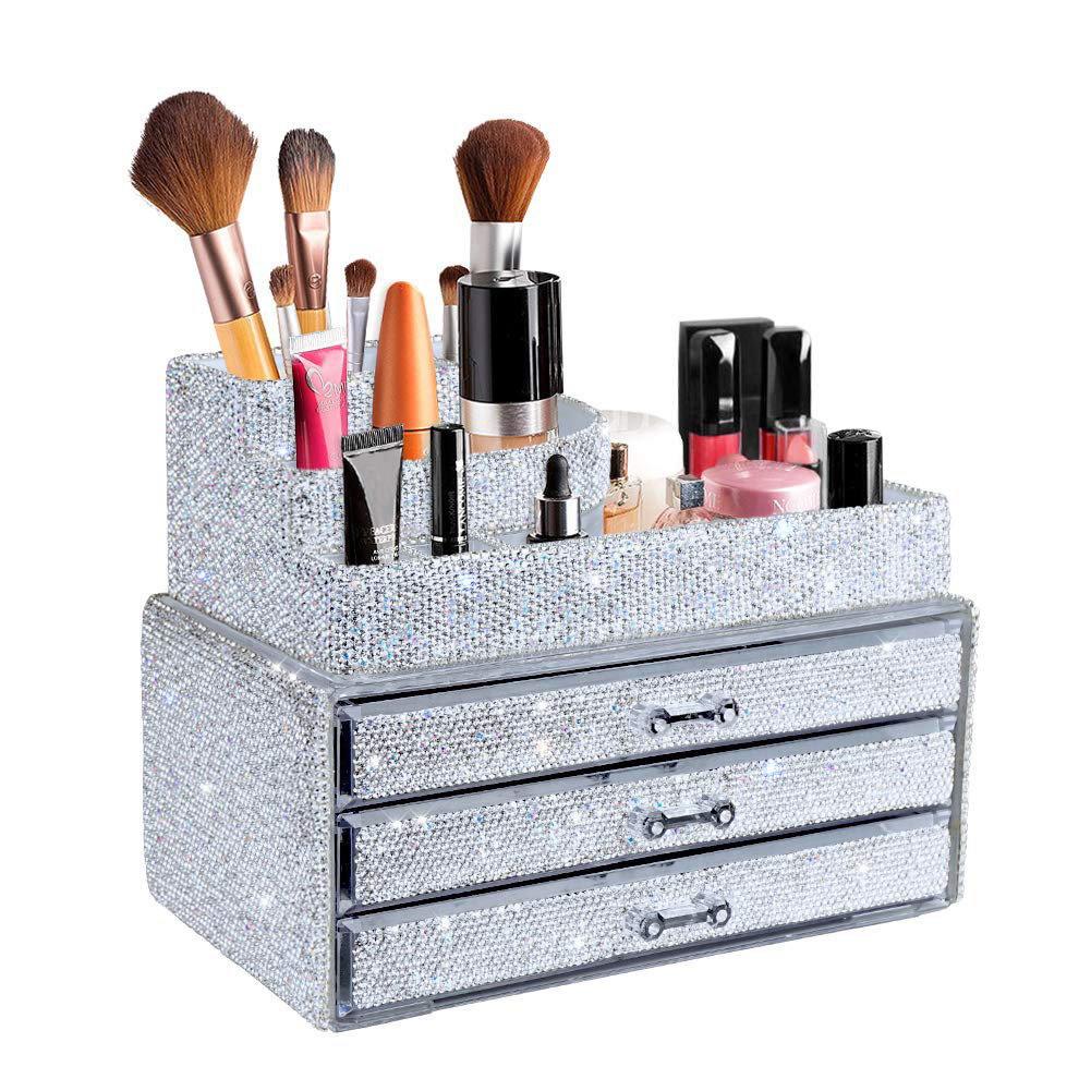 Everly Quinn Makeup Organizers Drawer Bling Diamond,Countertop Jewelry ...