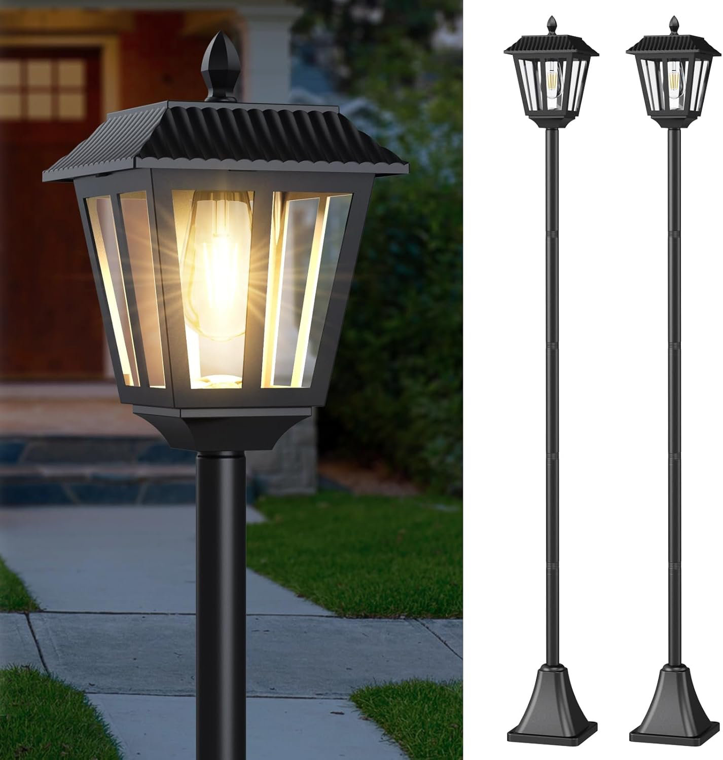Charlton Home® 68 Inches Solar Lamp Post Light Outdoor Warm White IP45 ...