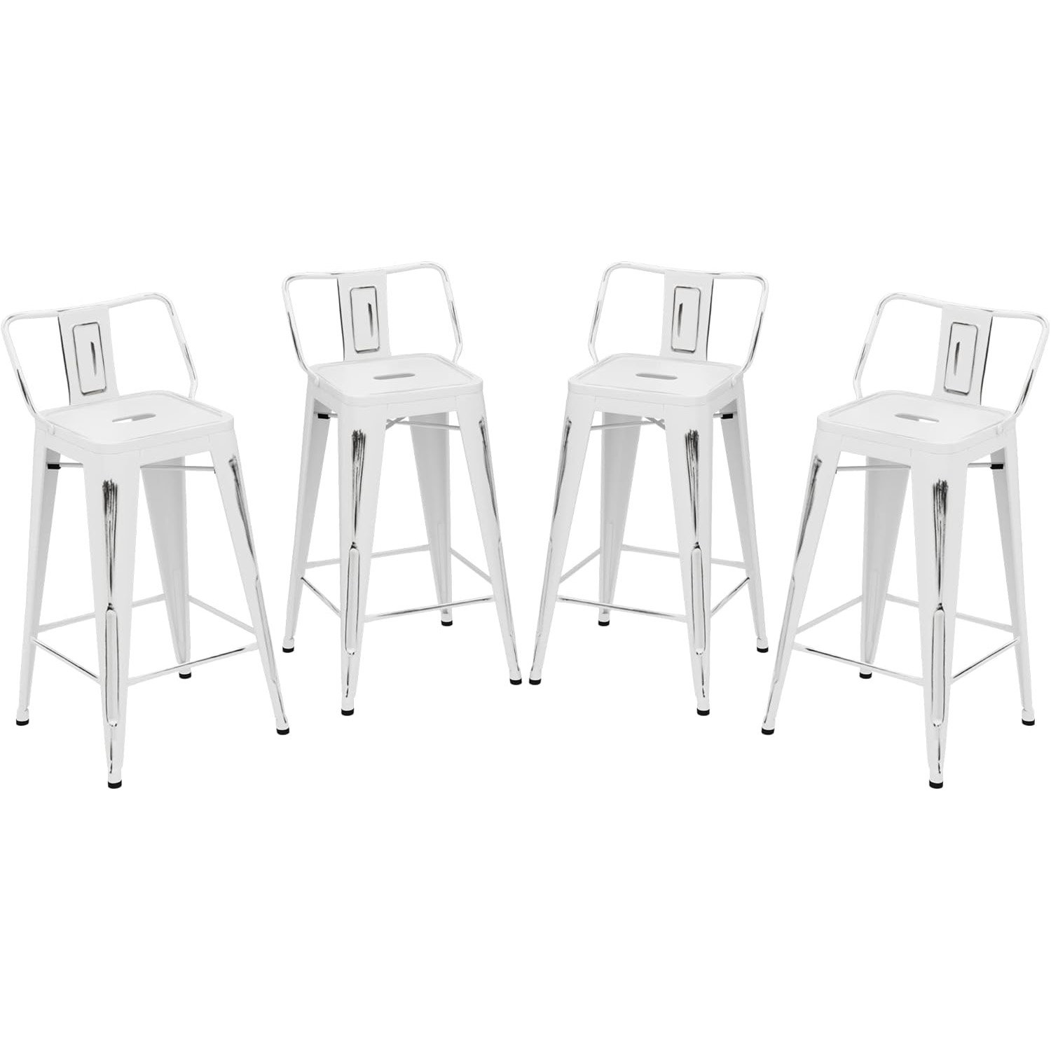 17 Stories Distressed Bar Stools Set Of 4 Industrial Counter Stools ...