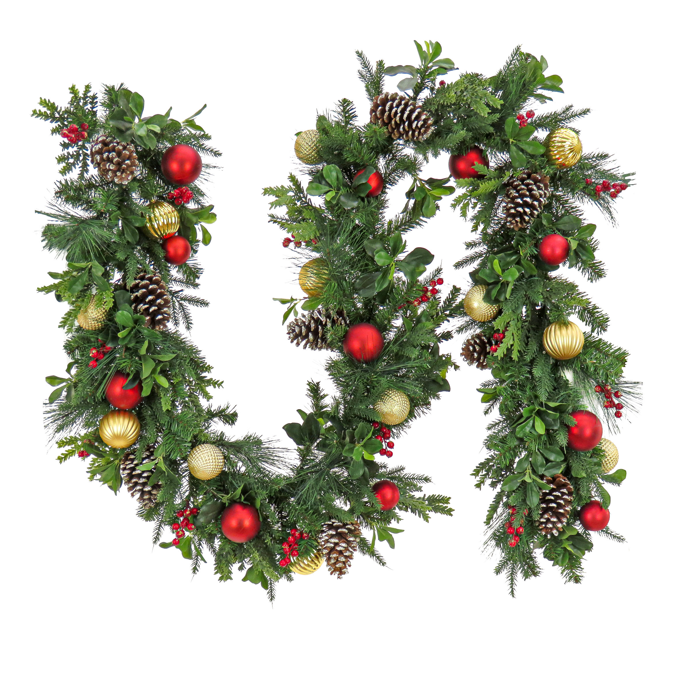 The Holiday Aisle® 9 ft. Decorated Rural Homestead Garland with LED ...