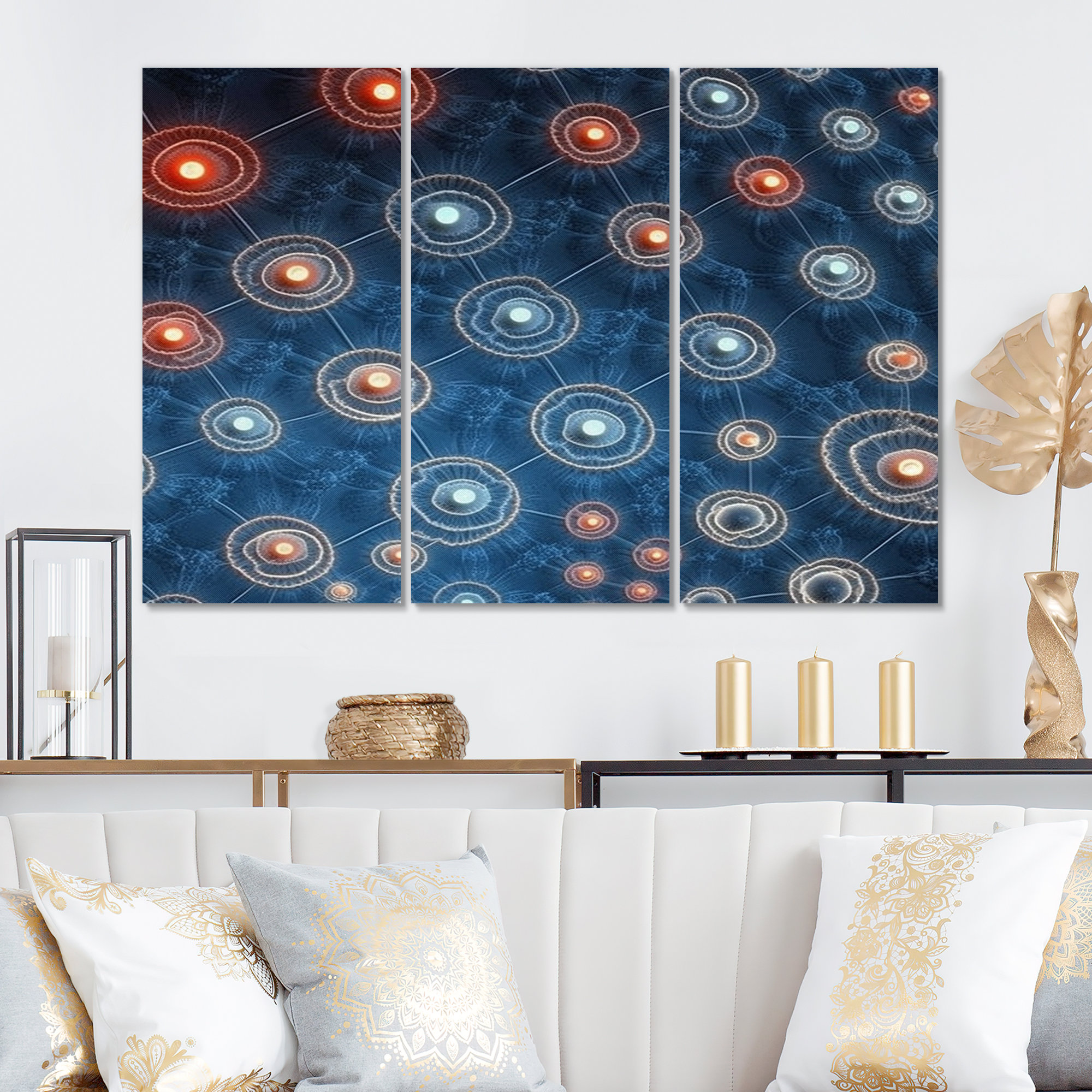 Hokku Designs Abstract Light Infinity Matrix II On Canvas 3 Pieces ...