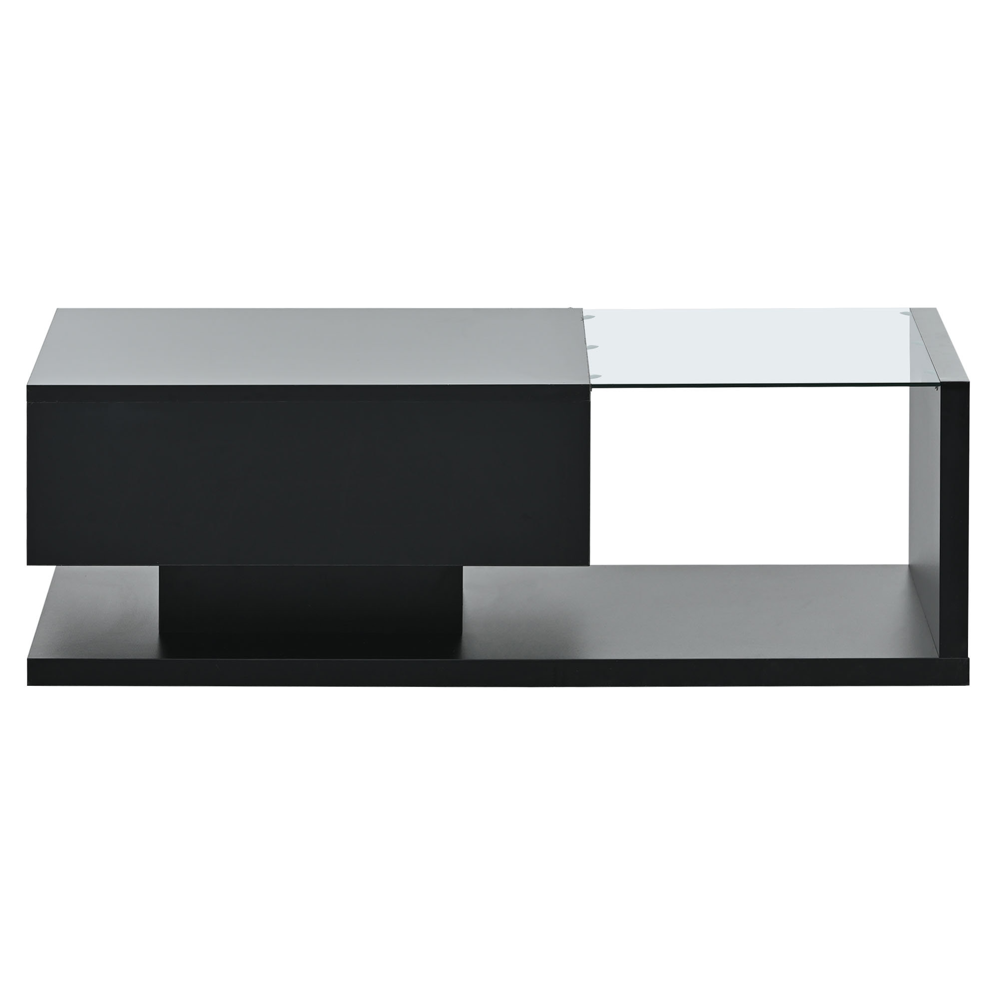 Ivy Bronx Modern Coffee Table With Tempered Glass, Wooden Cocktail ...
