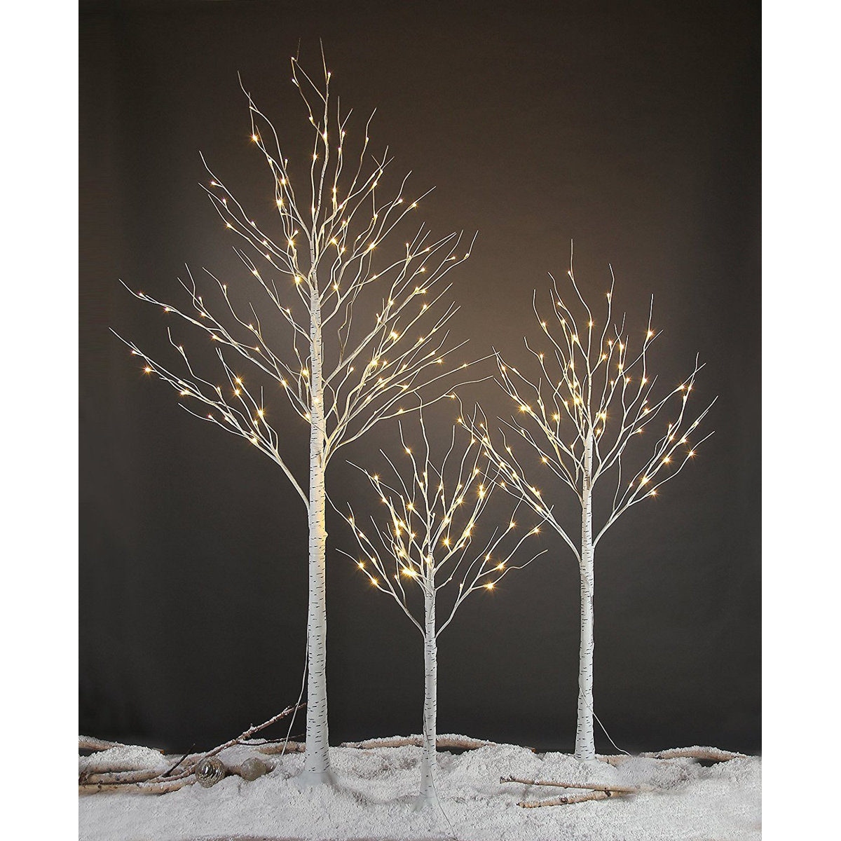Greyleigh™ Pre-Lit Birch Tree 132 Light LED Lighted Trees & Branches ...