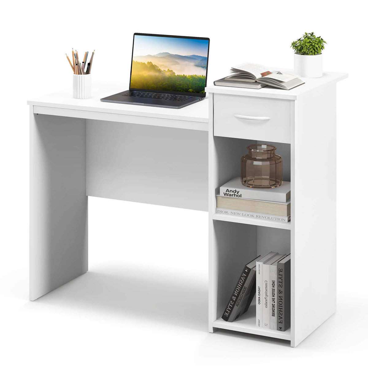 Ebern Designs Computer Desk With Drawer Modern Laptop Pc Desk With ...