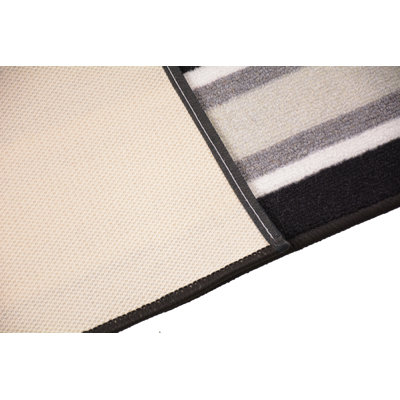 Ebern Designs Solid Border Black Low Pile Slip Resistant Rugs & Reviews ...