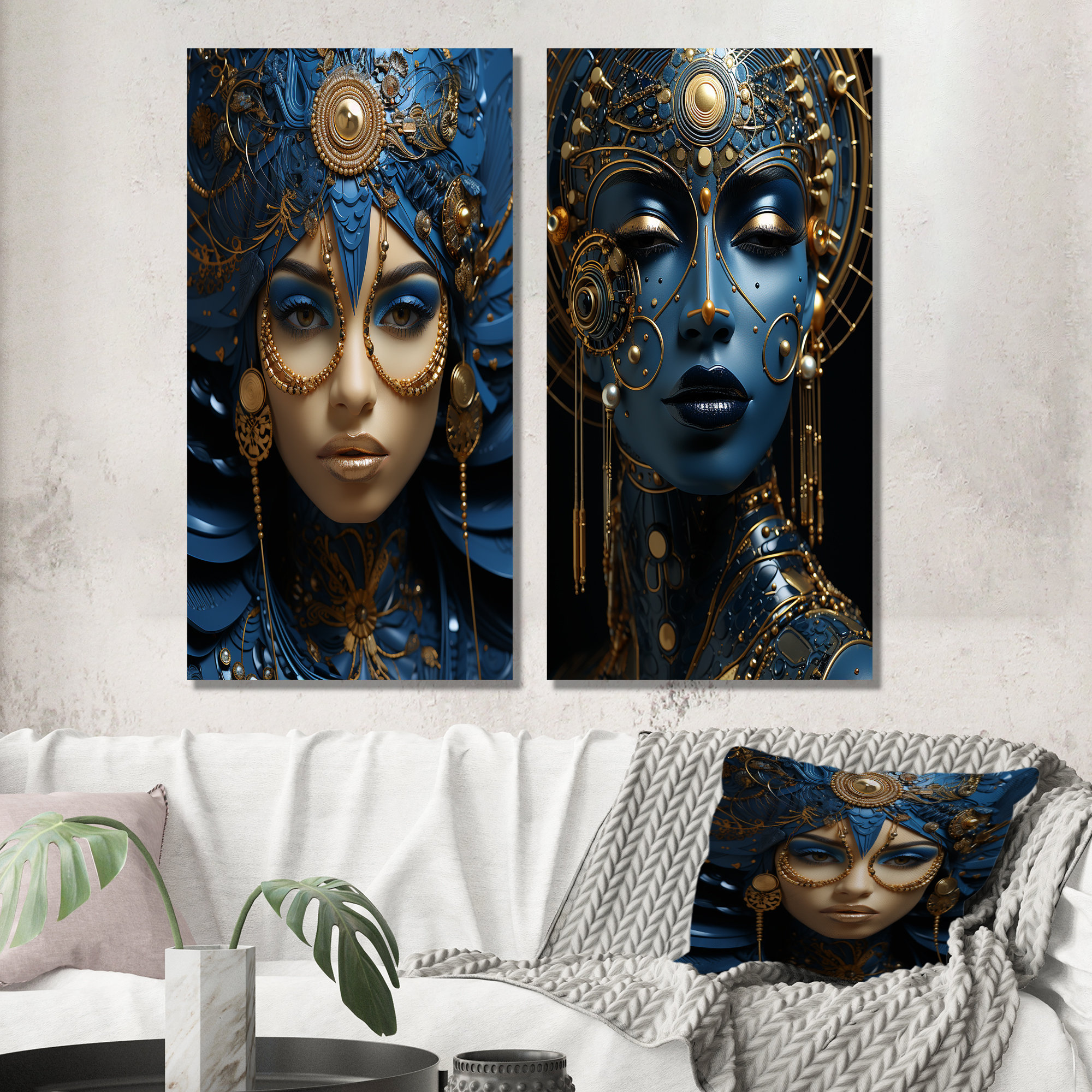 Bungalow Rose Gold And Blue Woman Goddess Portrait I - Woman Goddess ...