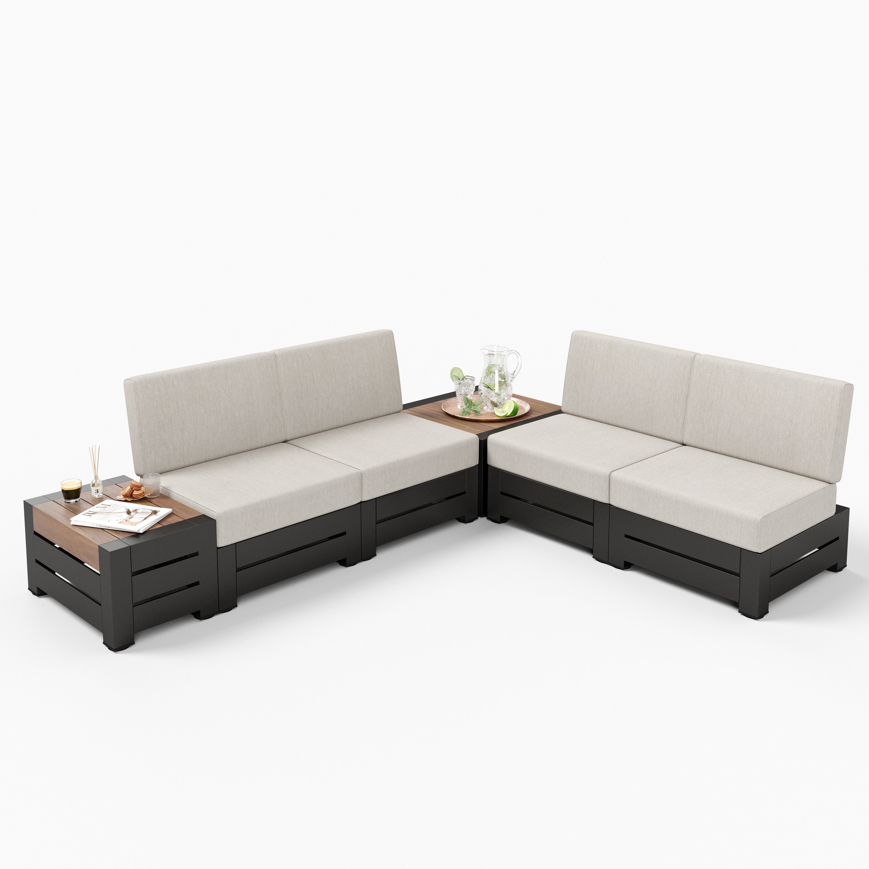 Alphamarts 6 Pieces Sectional Seating Group With Thick Cushions | Wayfair