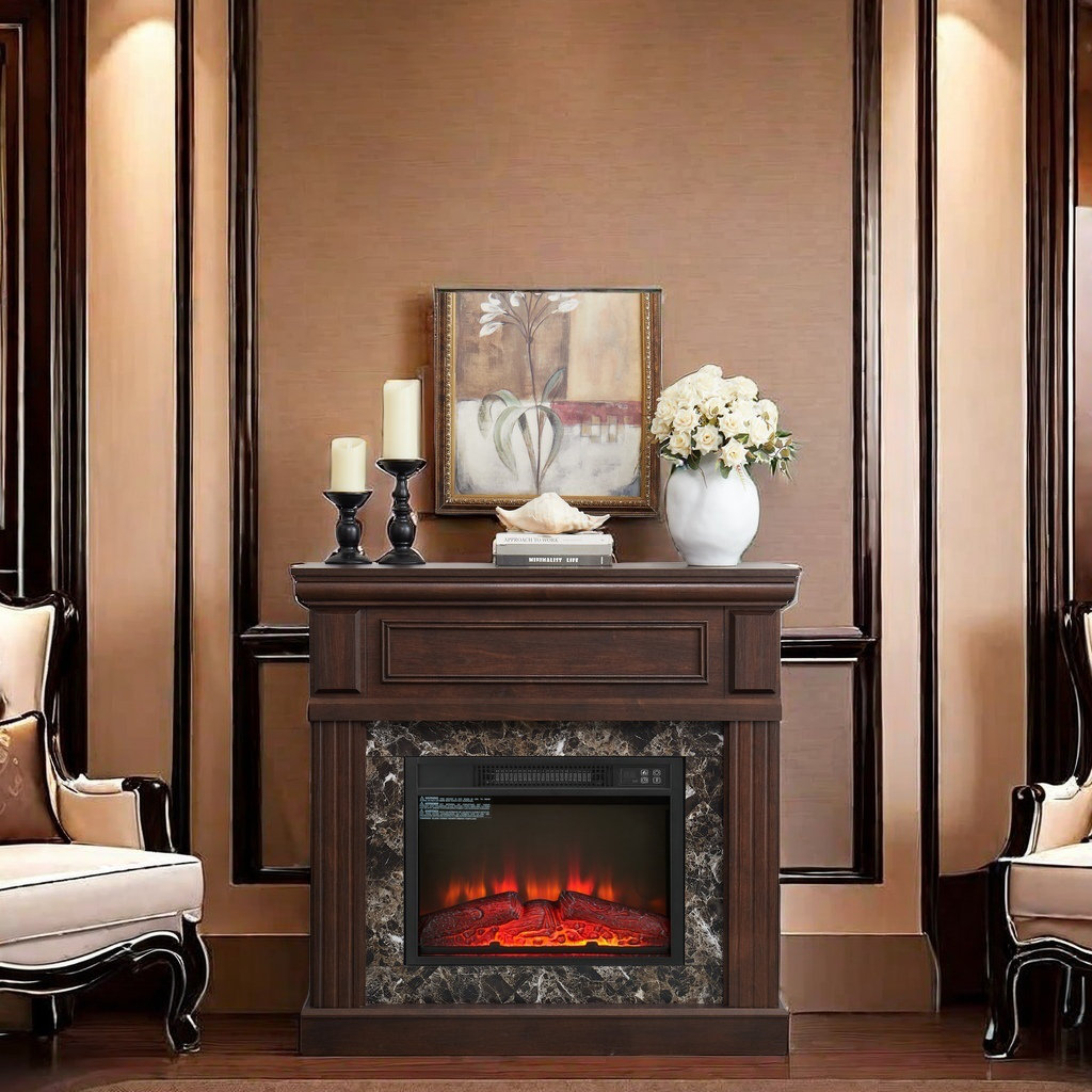 Lark Manor Electric Fireplace With Mantel, 23" Fireplace Insert, Remote ...