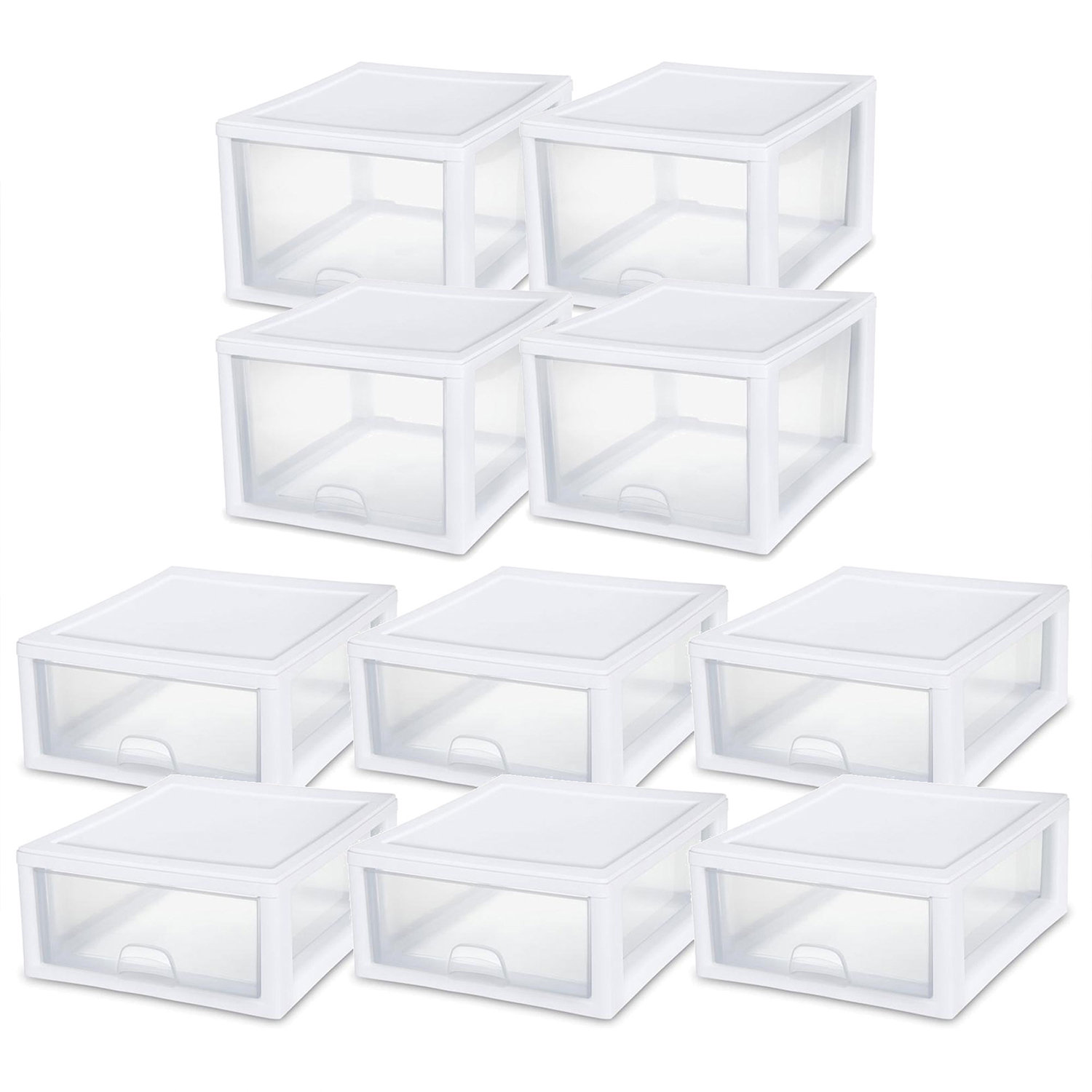 Sterilite 27 Qt (4 Pk) & 16 Qt (6 Pk) Stackable Plastic Storage Drawer ...