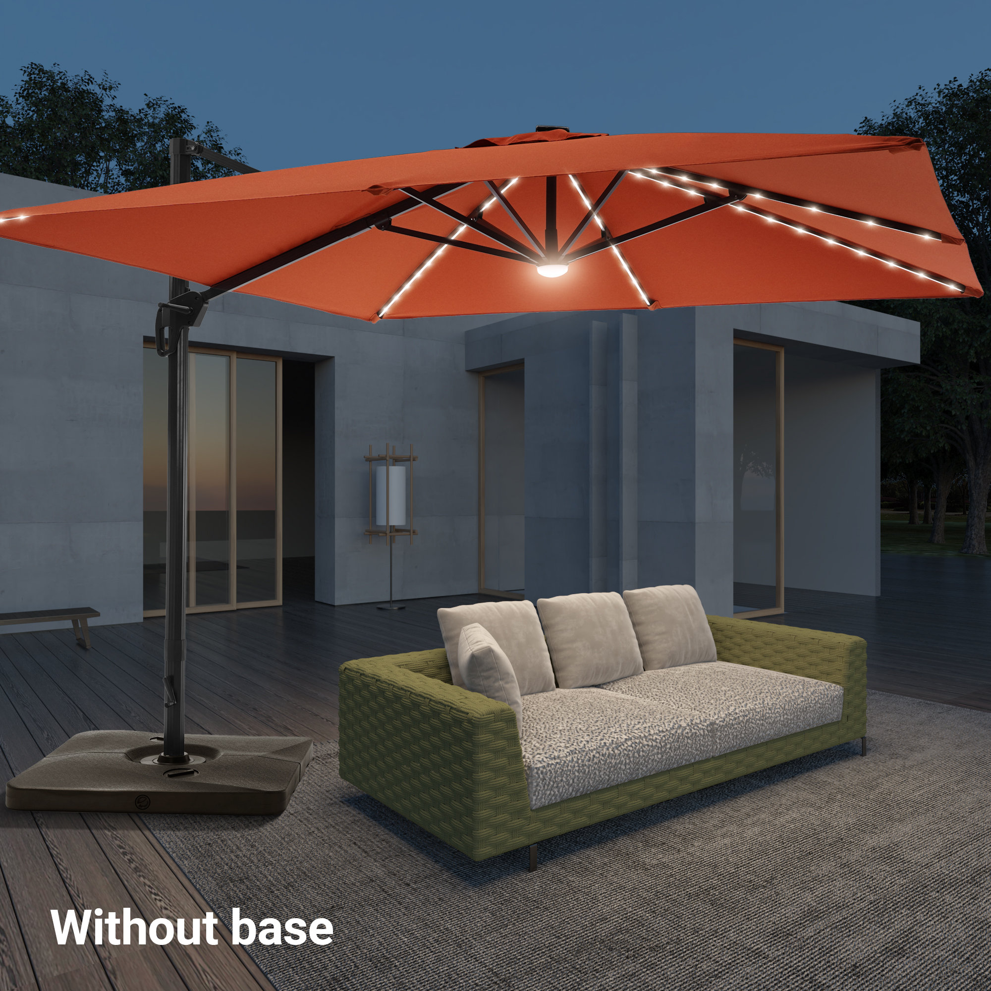 Island Umbrella 10FTx10FT LED solar light Square Cantilever Patio ...