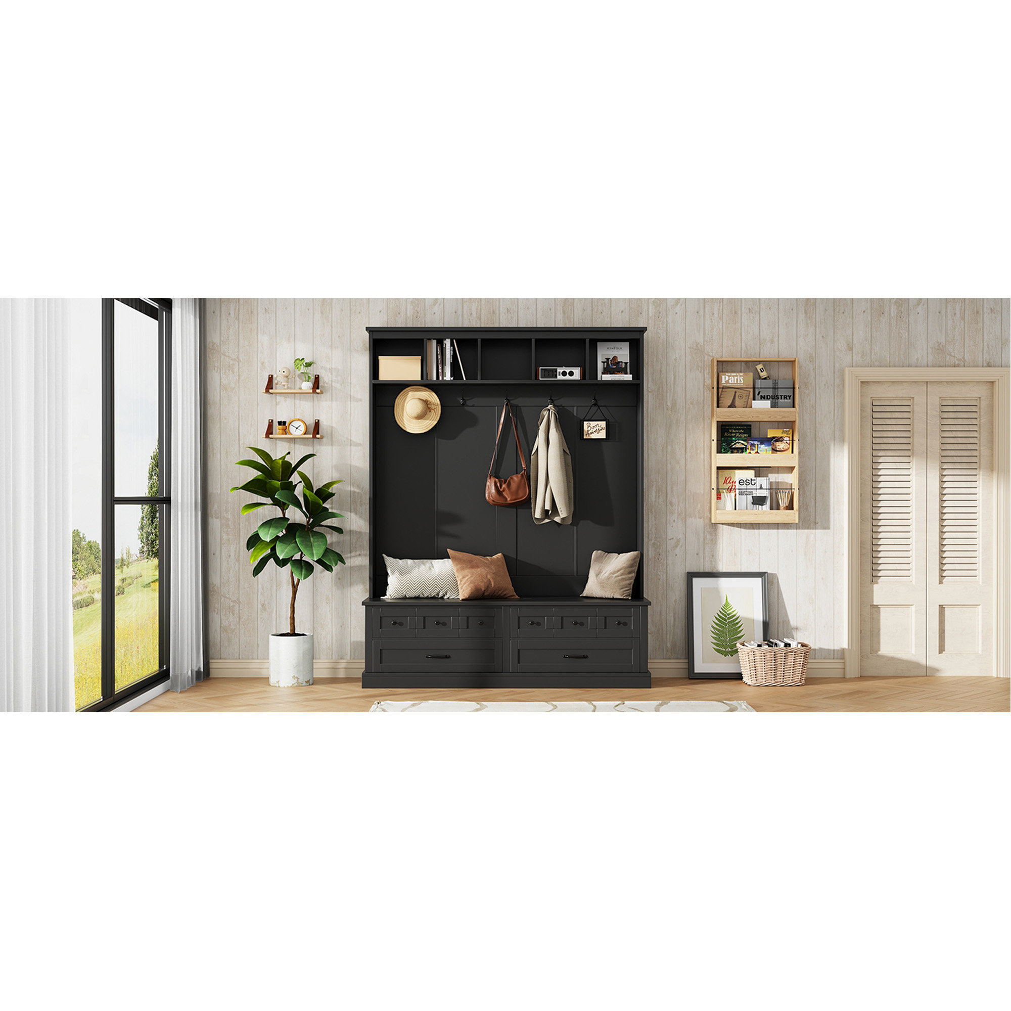 Red Barrel Studio Versatile Retro Hall Tree With Multiple Storage ...