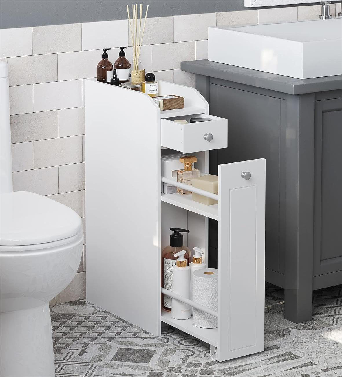 Latitude Run® Small Bathroom Storage Cabinet, Slim Bathroom Storage ...