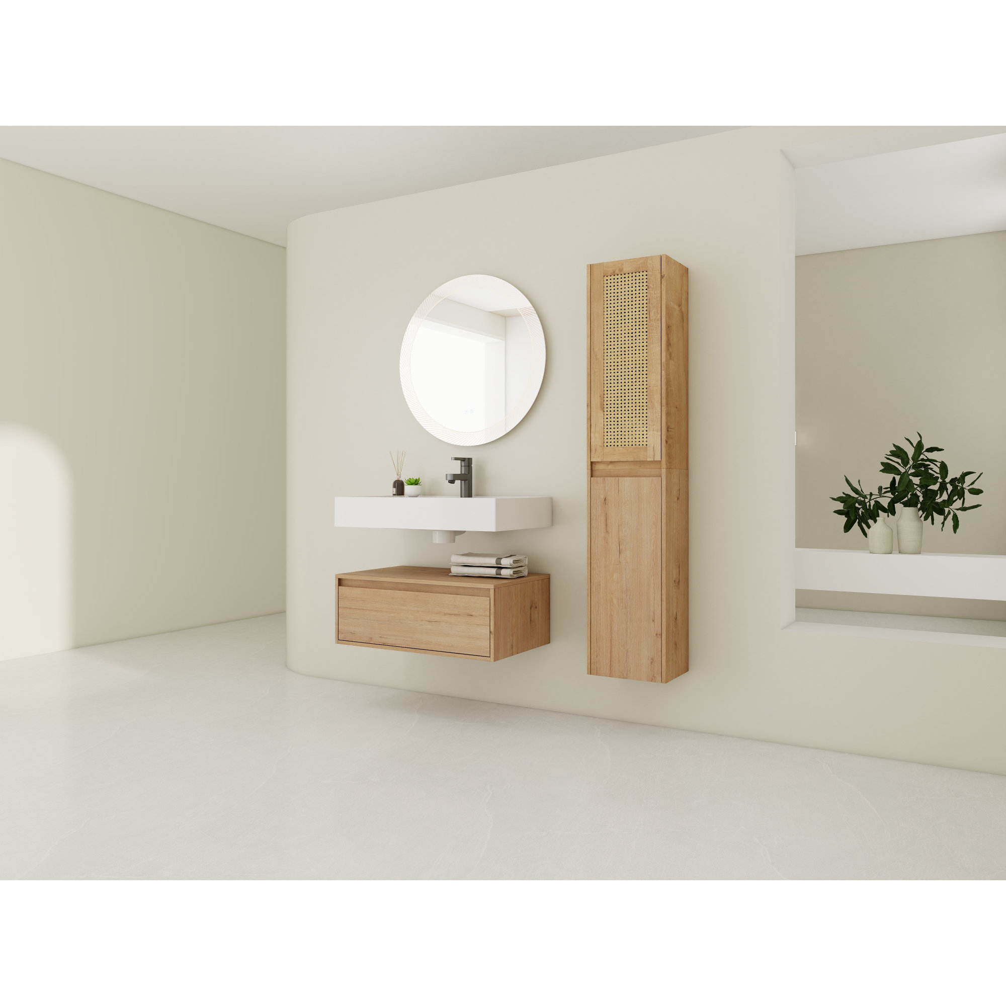 Ivy Bronx Wall-mounted Minimalist Vanity With Durable Plywood For ...