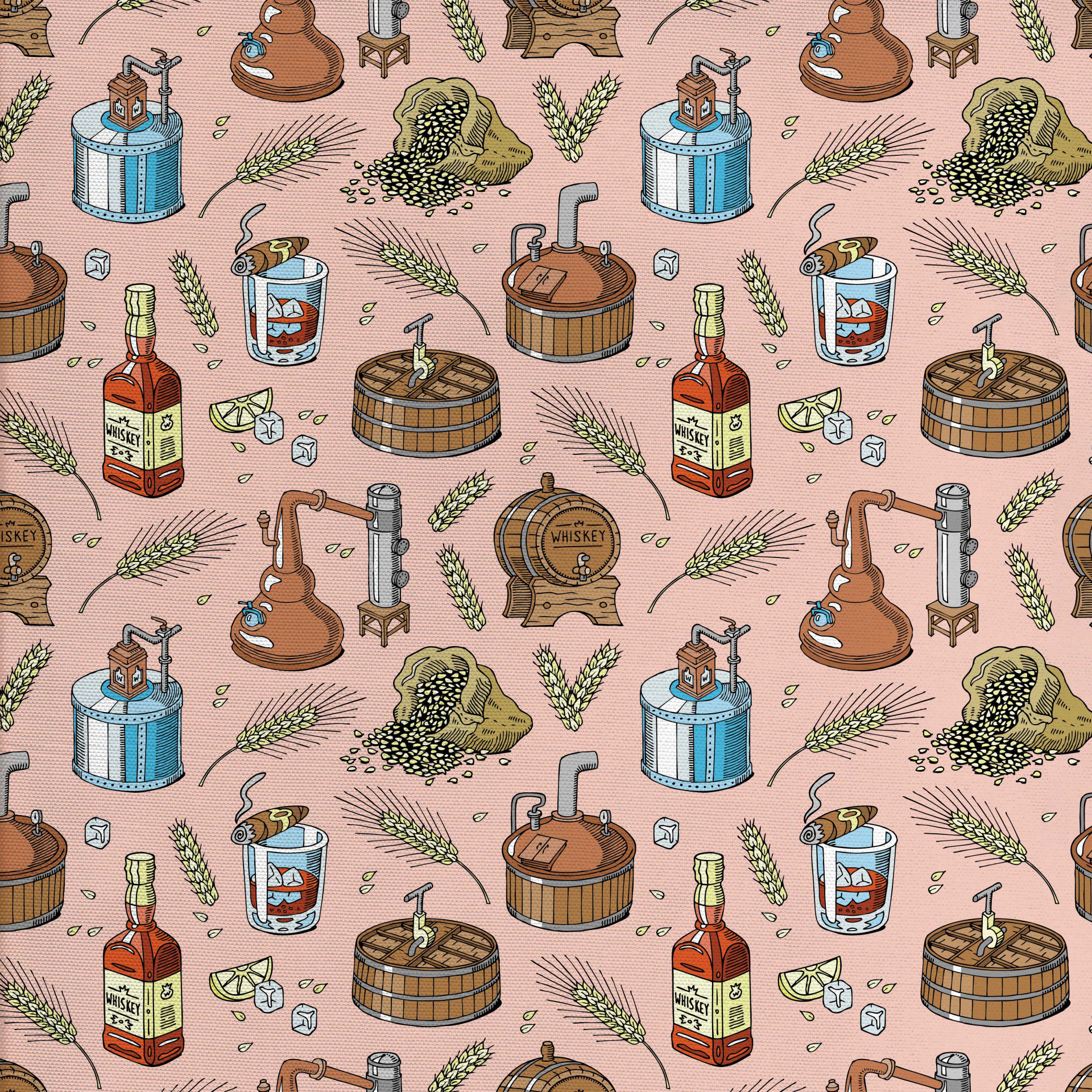 East Urban Home Repetitive Alcoholic Beverage of Whiskey Bourbon Fabric ...