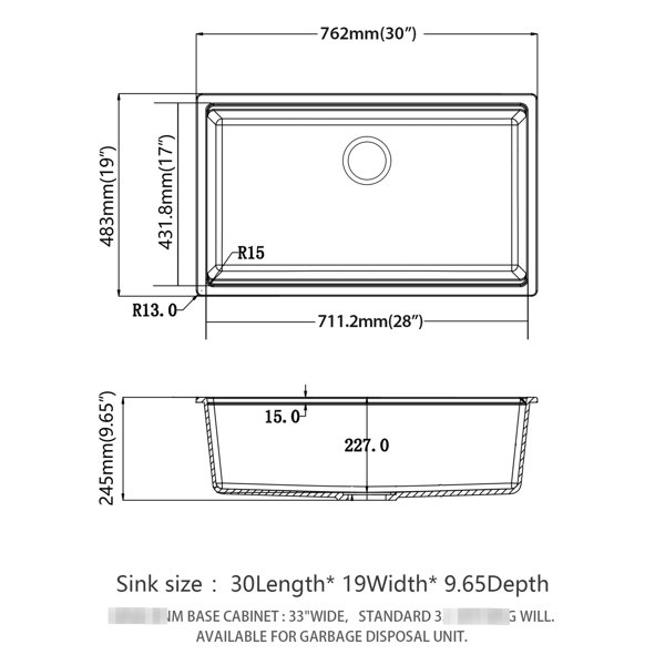 TUOXIN Black Quartz Composite Sink 30X19" - Undermount Workstation ...