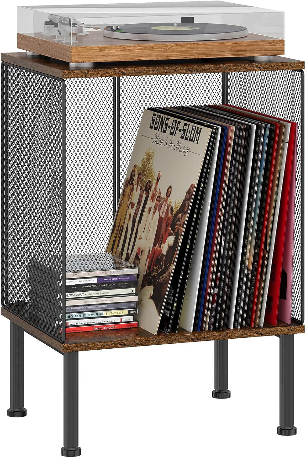 17 Stories Vinyl Record Player Stand With Vinyl Storage Holder | Wayfair