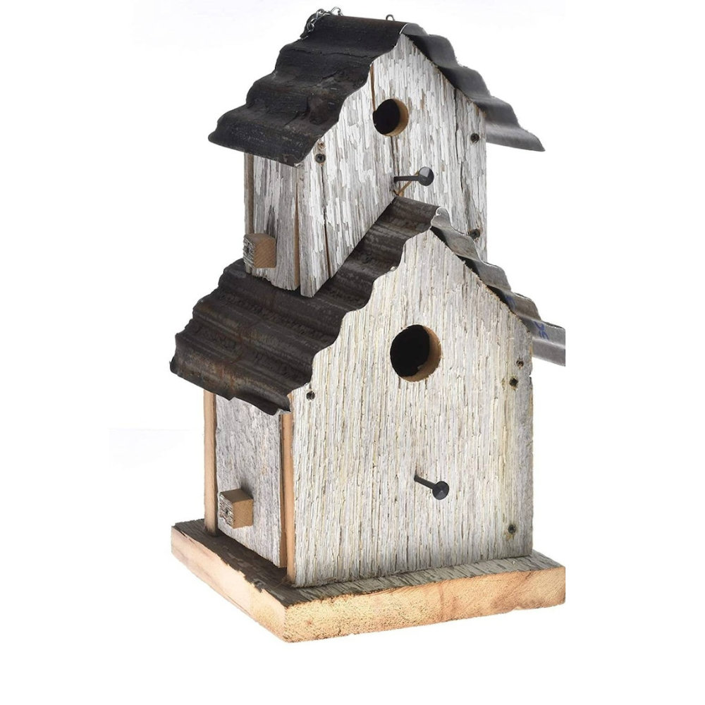 American Artisan Large Rustic Reclaimed Wood Birdhouse ,Two-Story ...