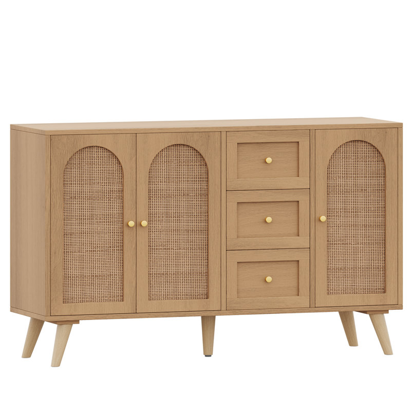 Bay Isle Home™ Ahmiyah 50'' Sideboard, Rattan Kitchen Buffet with Doors ...
