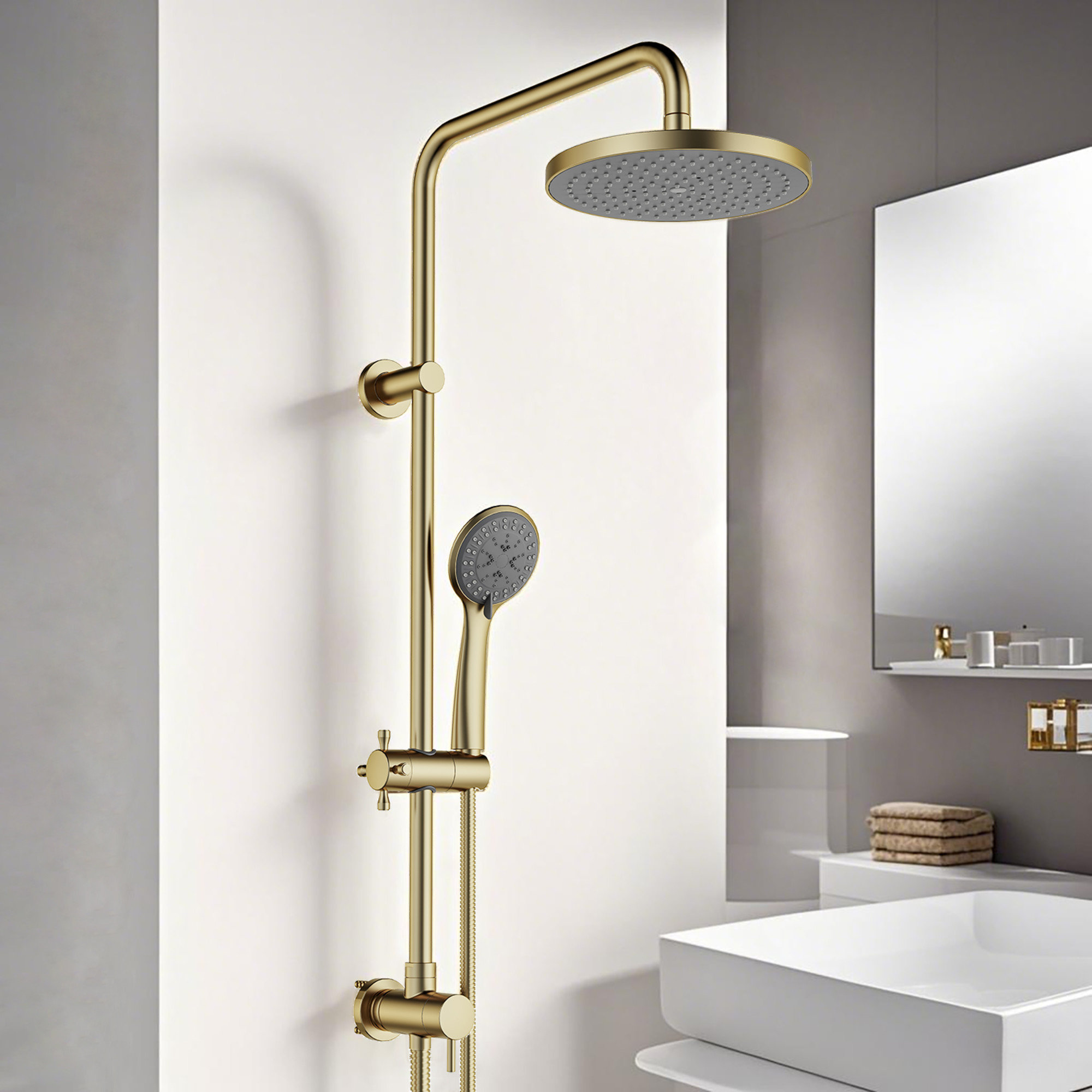 Kingston Brass Kingston Concord Wall Mount Rain Drop Shower System With ...