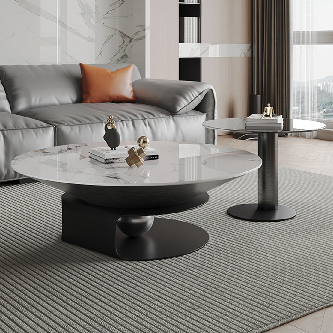 Orxva Galaxy Modern simple round rock plate coffee table | Wayfair