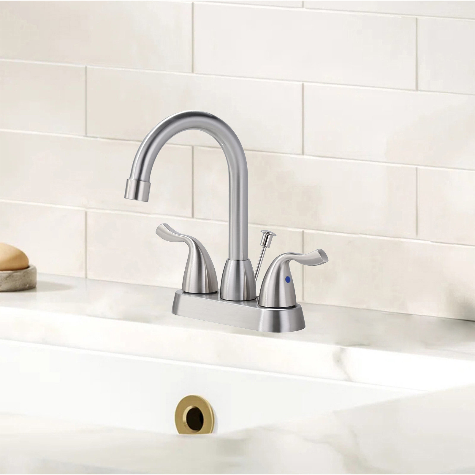 XINGRUISI Essentials 4-Inch Centerset Bathroom Faucet With Pop-Up Drain ...