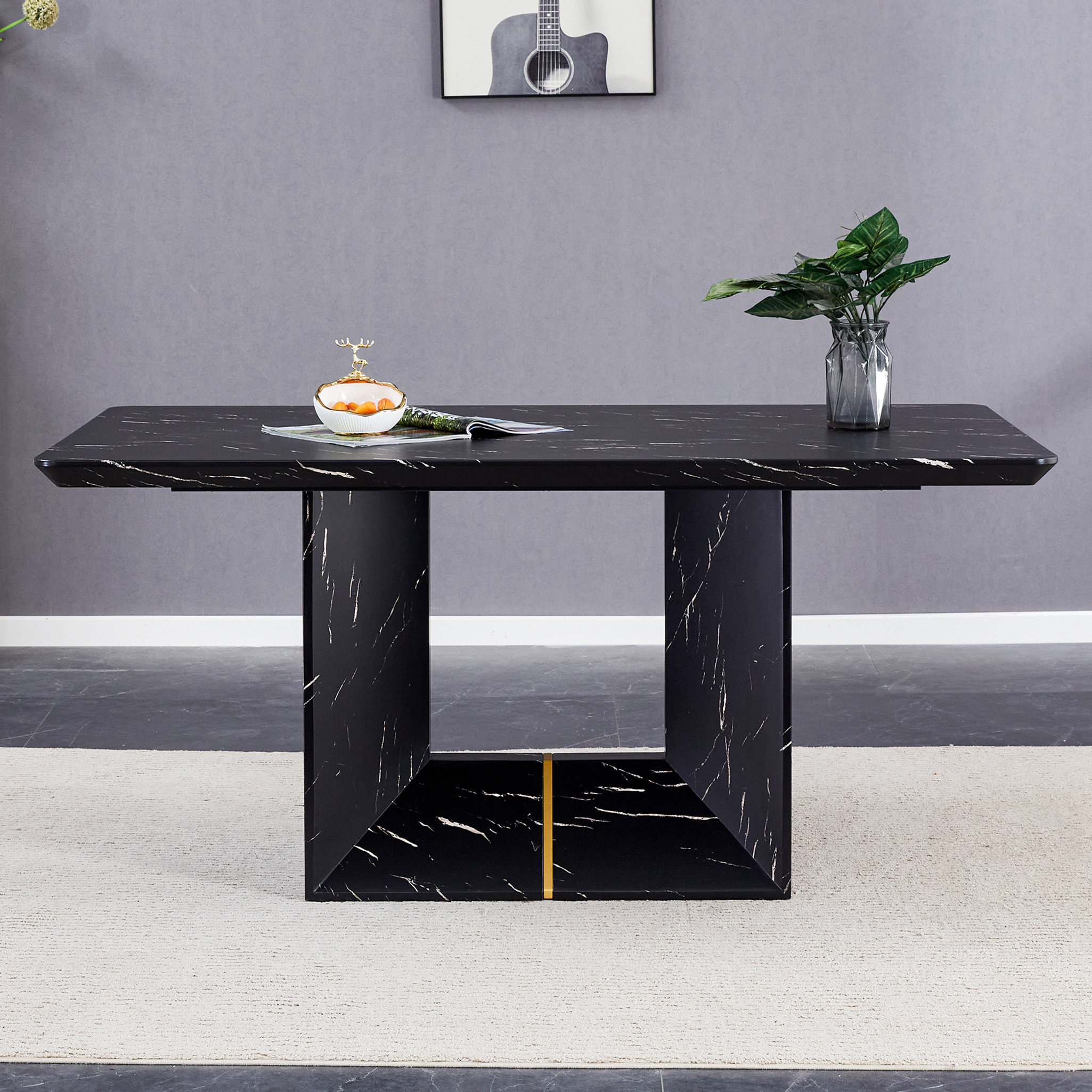 Brayden Studio This Modern Dining Table With MDF Marbled Design Gives ...