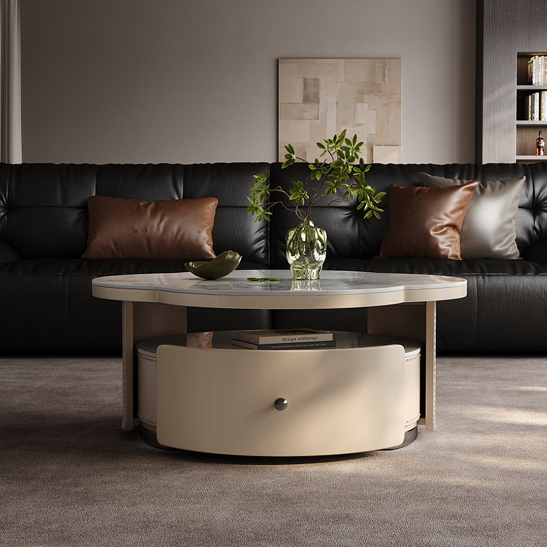 Red Barrel Studio® Pedestal 2 Nesting Tables Coffee Table with Storage ...