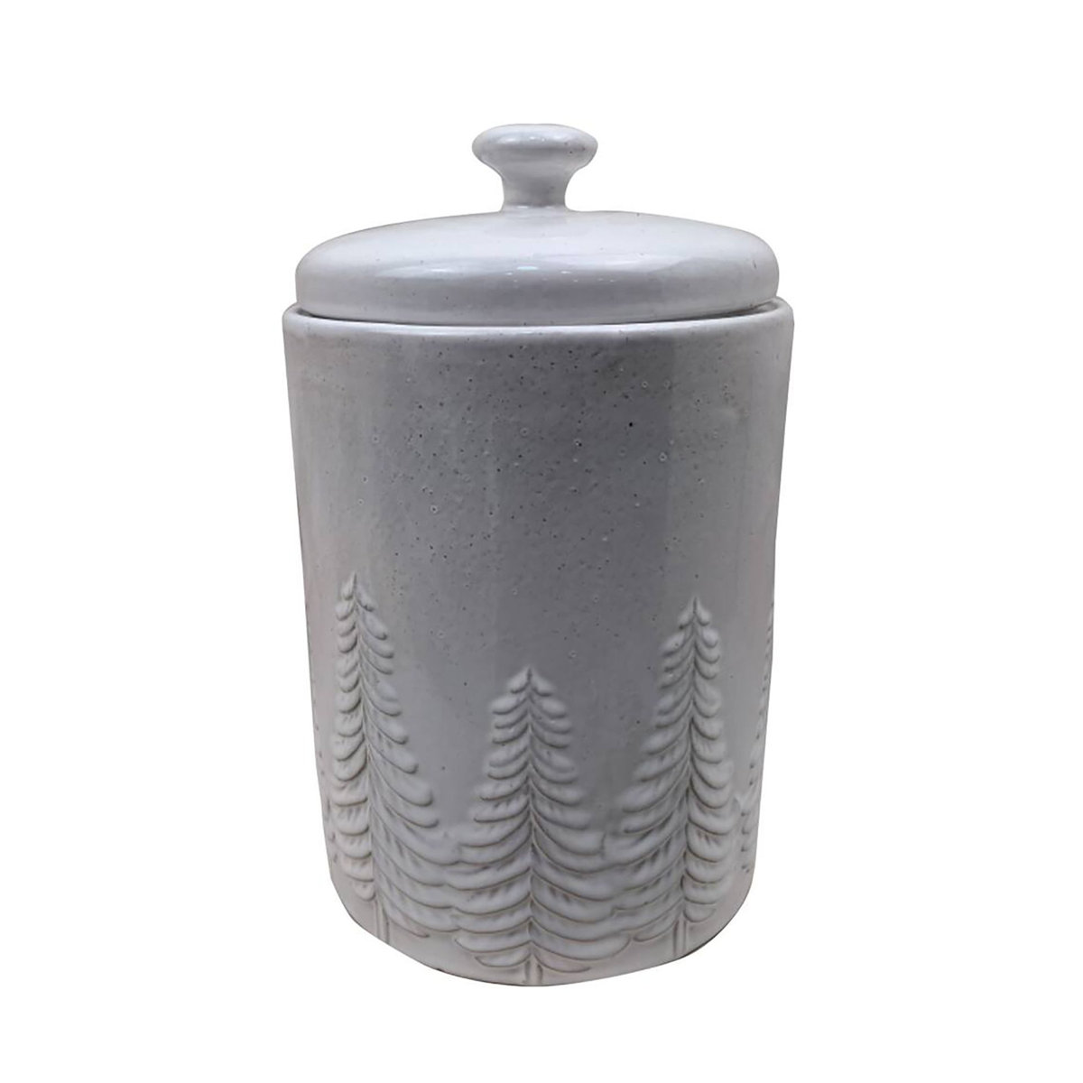 The Seasonal Aisle Embossed Frosted Pine Trees Storage Jar | Wayfair.co.uk