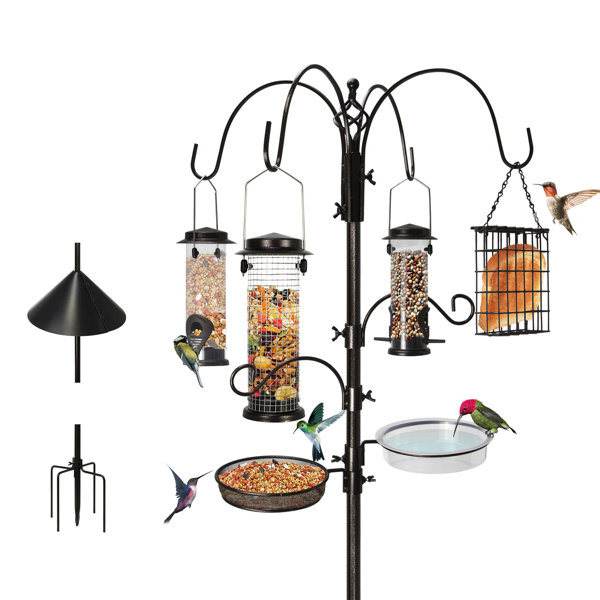 Arlmont & Co. Squirrel-Proof Bird Feeder Station - Heavy-Duty Steel ...
