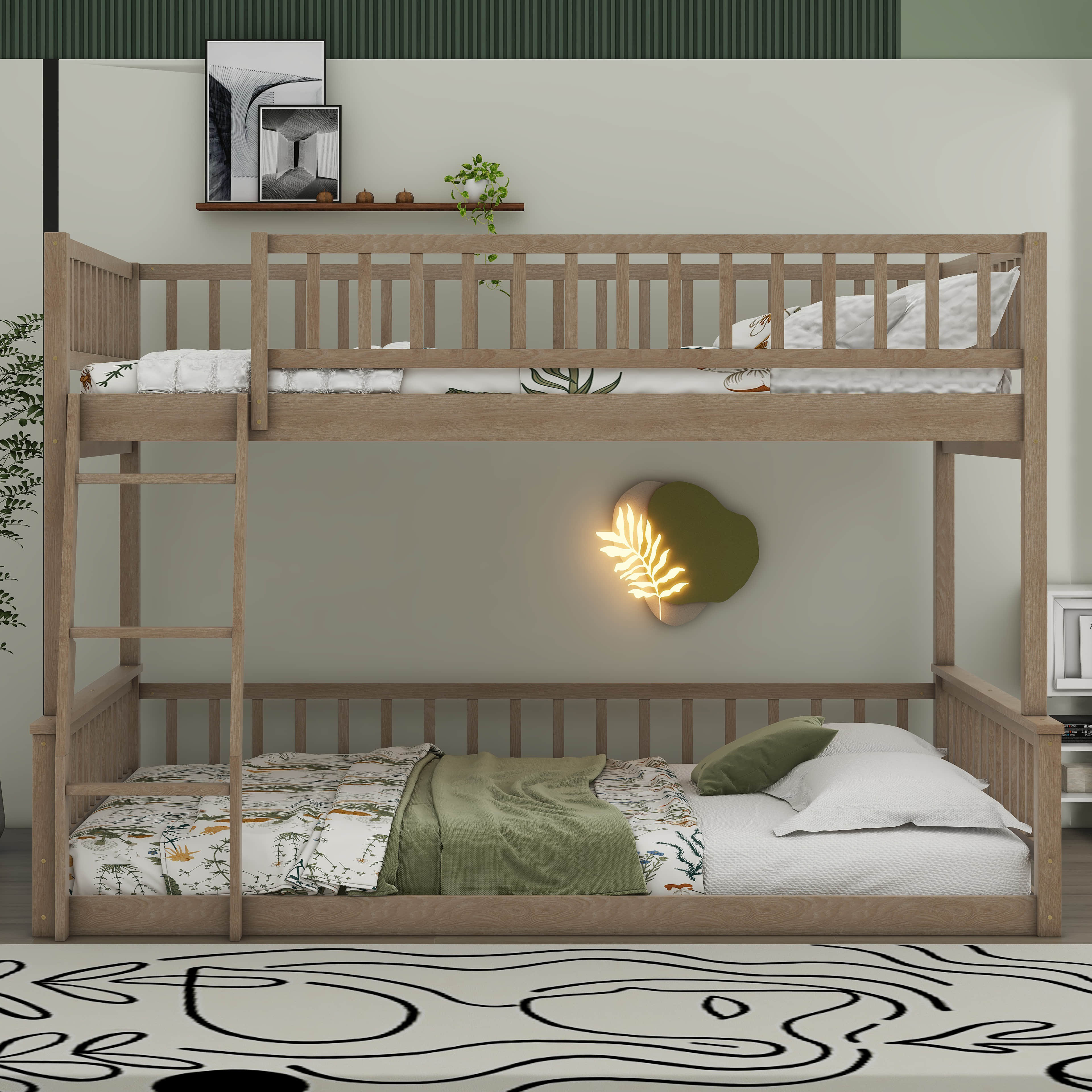 Harriet Bee Lit double superposé au dessus d'un grand lit avec échelle ...