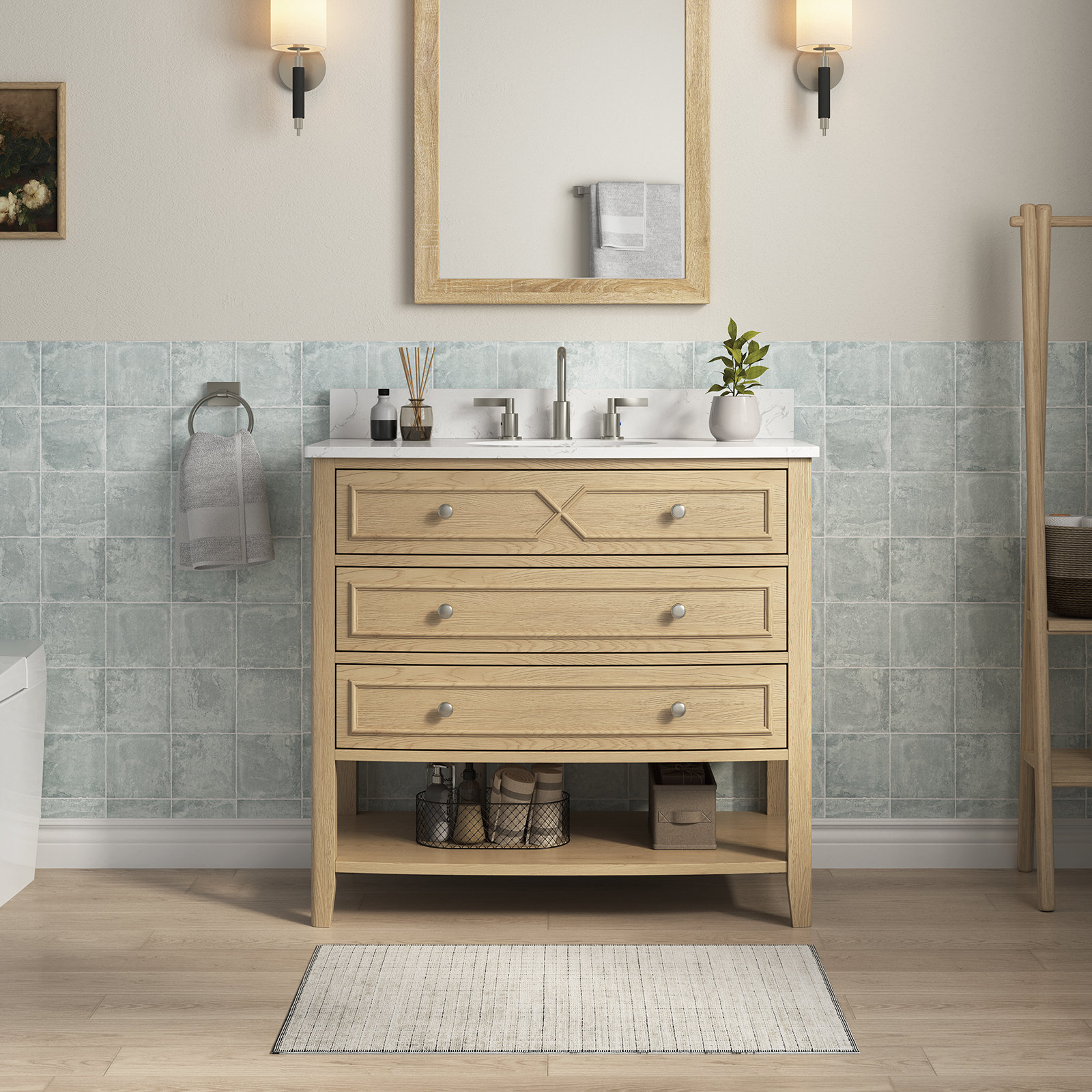 Ebern Designs 36'' Freestanding Single Bathroom Vanity with Engineered ...