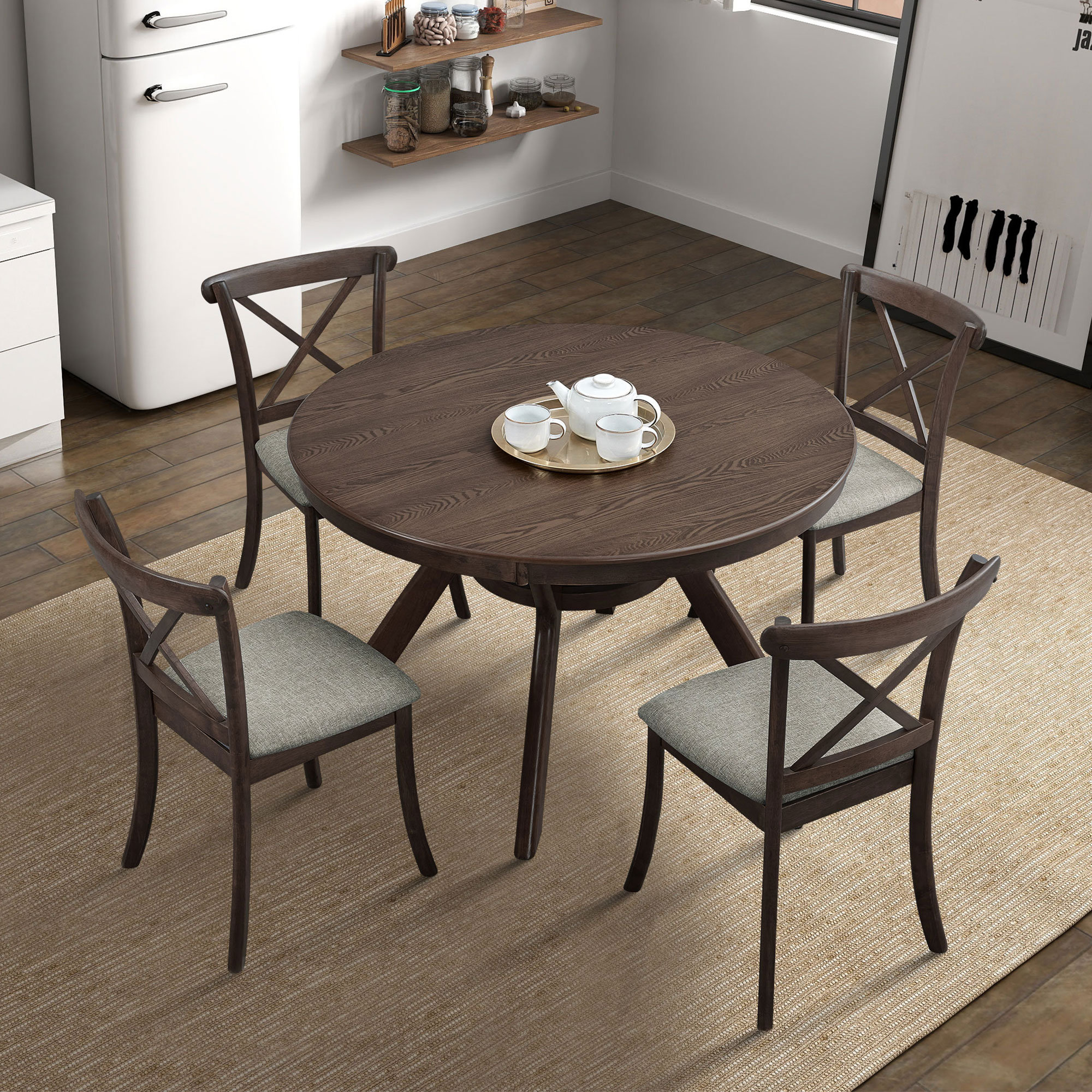 Gracie Oaks Modern Wooden X-Back Dining Chairs Set Of 2, Upholstered ...