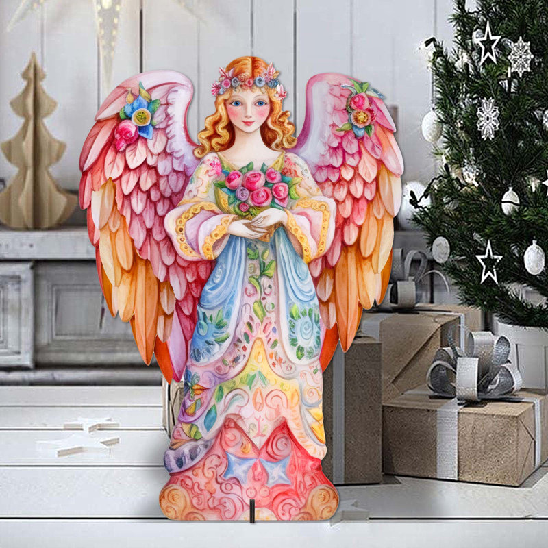 Designocracy Floral Angel Figurine | Wayfair
