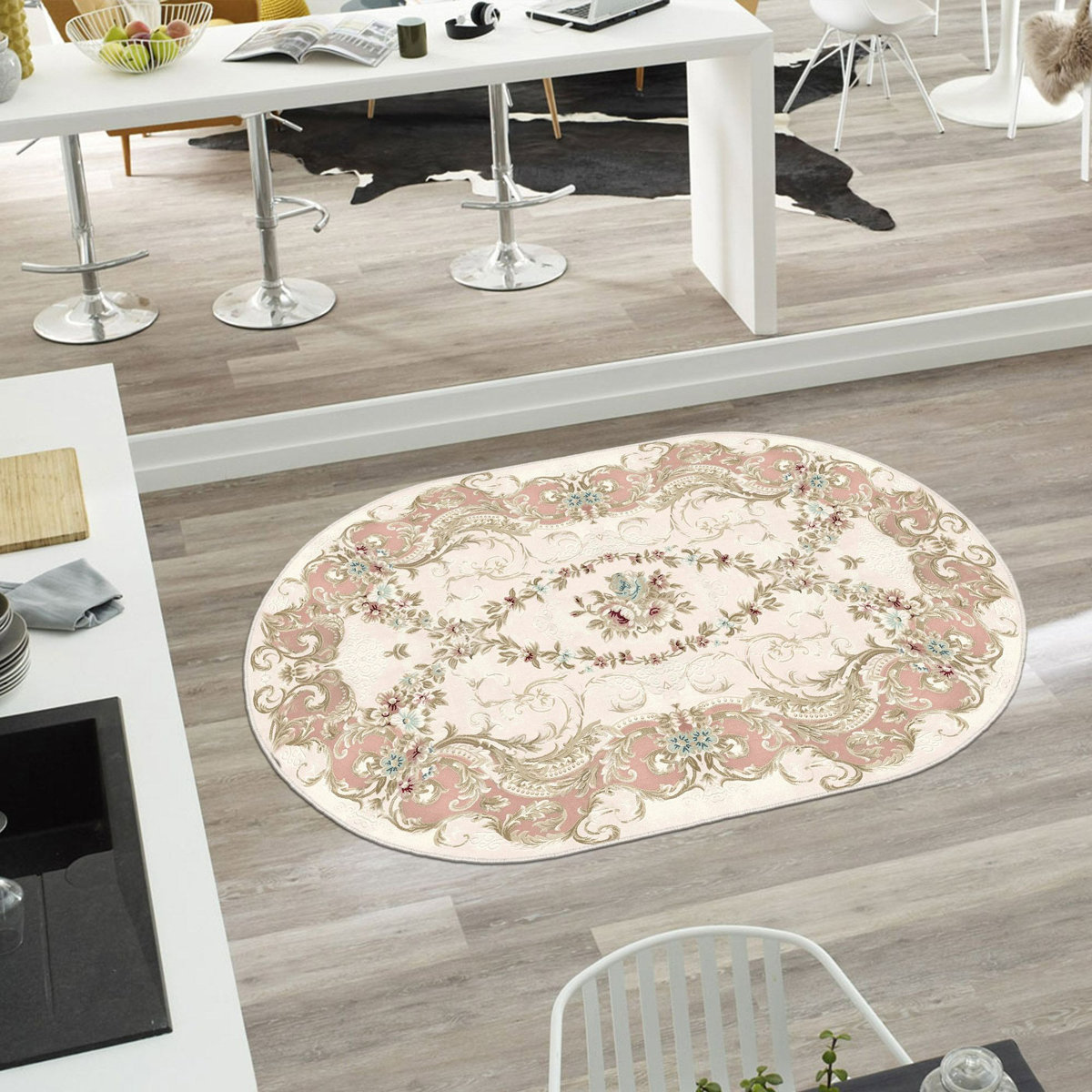 East Urban Home Oval Rockwell Oriental Machine Made Power Loomed Area ...