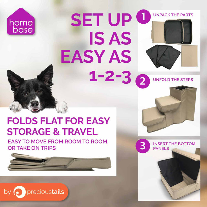 Tucker Murphy Pet™ Wava Padded 3 Step Pet Storage Foldable Steps ...