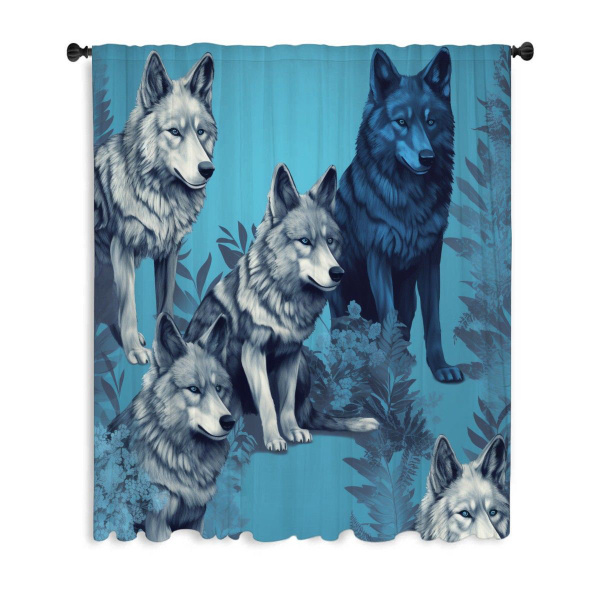 VisionDecor Wolf Window Curtains, Animal Blockout & Sheer Curtains - 1 ...