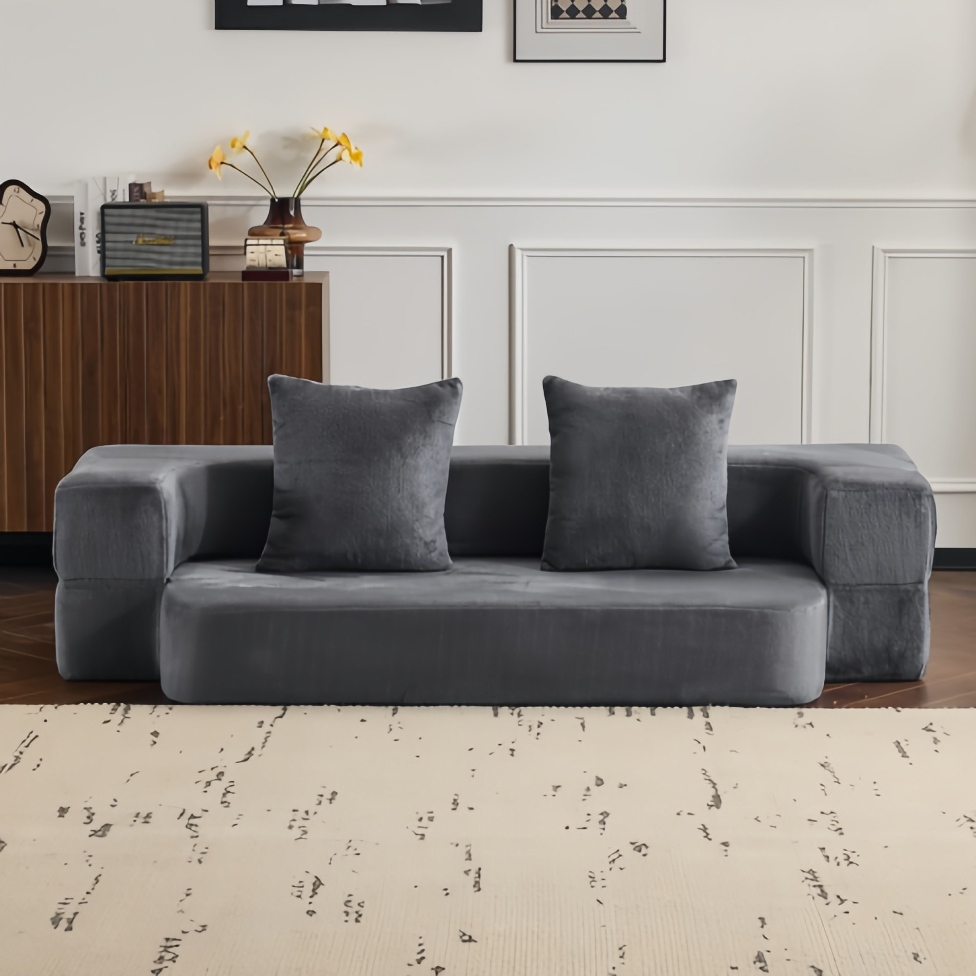 Latitude Run® Modular Sectional Sofa With 3 Ottoman Stools - Fold-Out ...