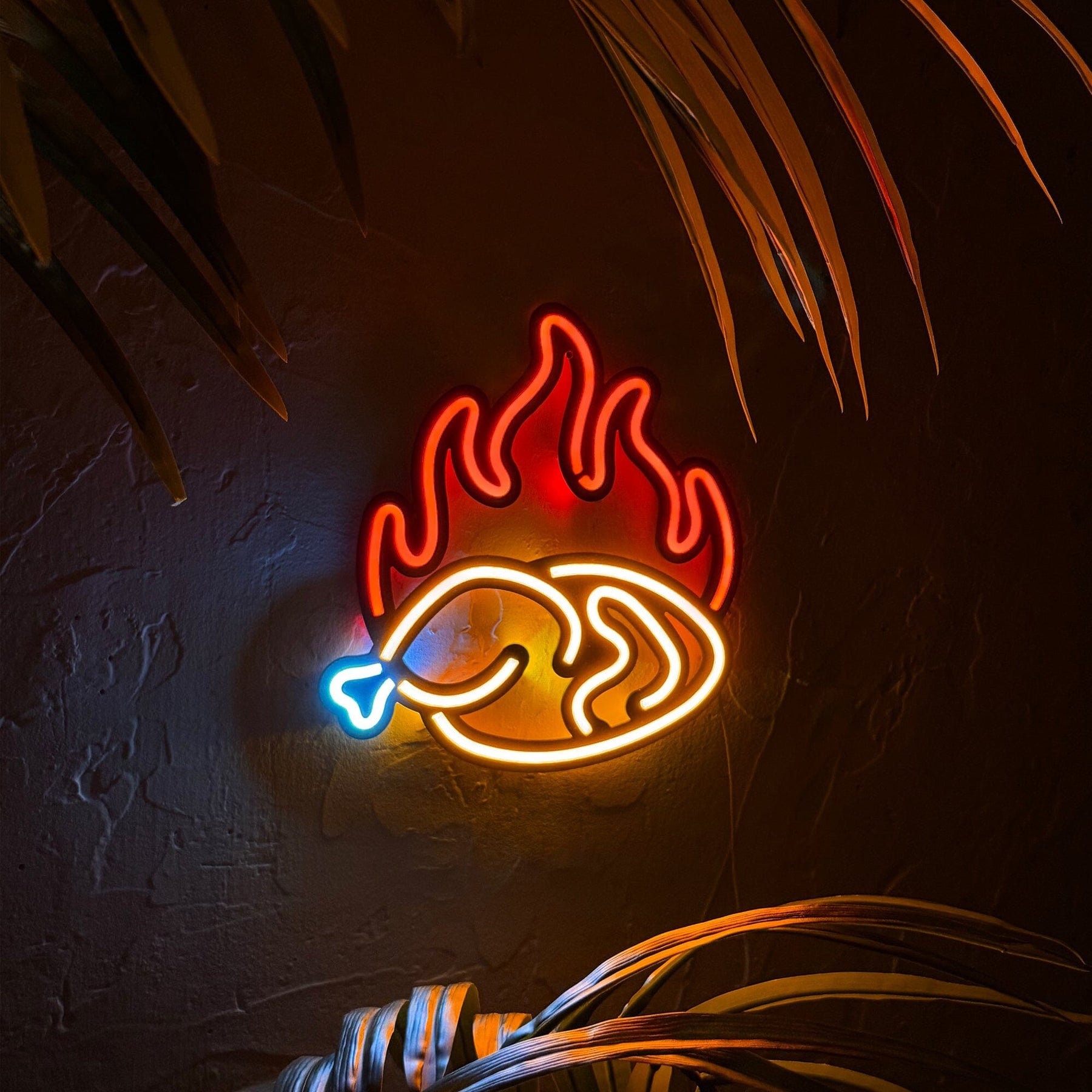 Trinx Fried Chicken Metal Neon Sign, Neon Sign, Neon Wall Art, Bright ...