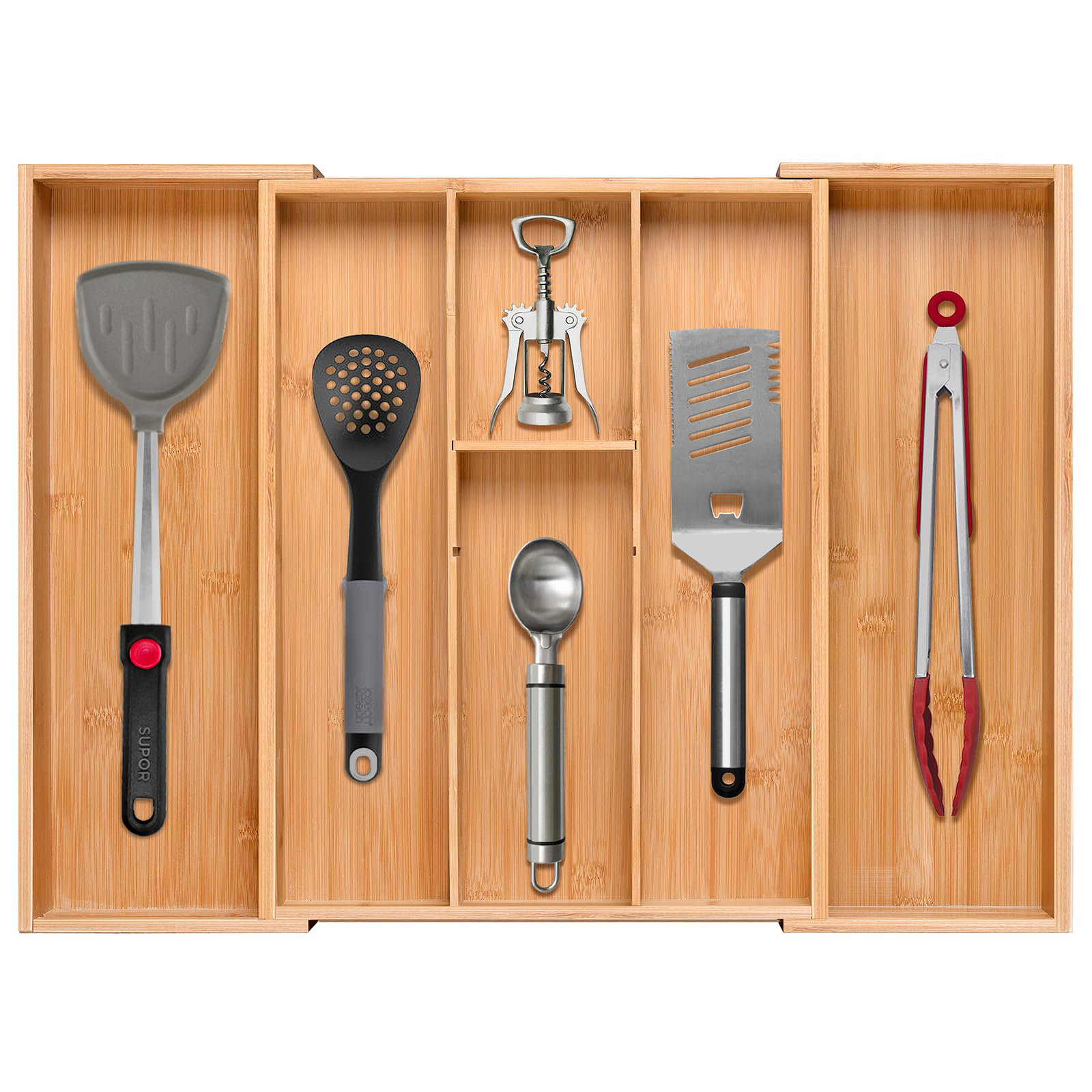 Hokku Designs Expandable Bamboo Tableware Storage Organizer - Durable ...