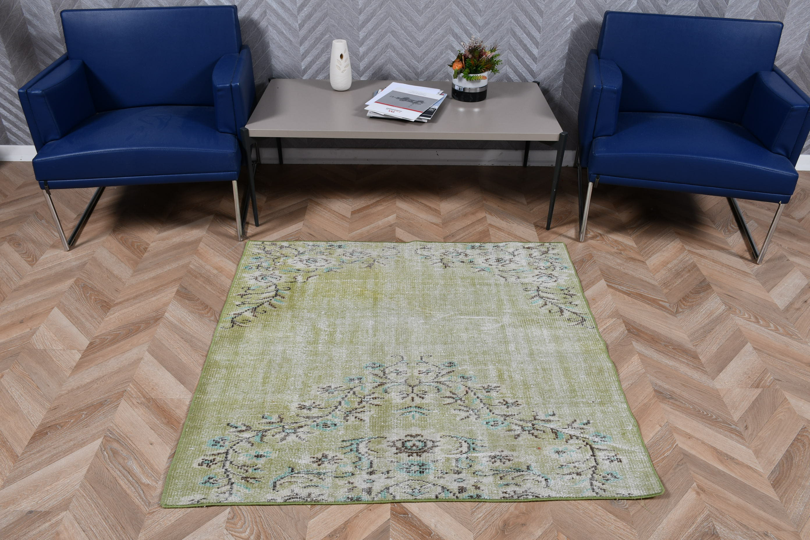 Charlton Home Vintage Green Turkish Rug With Oriental Tribal Design ...