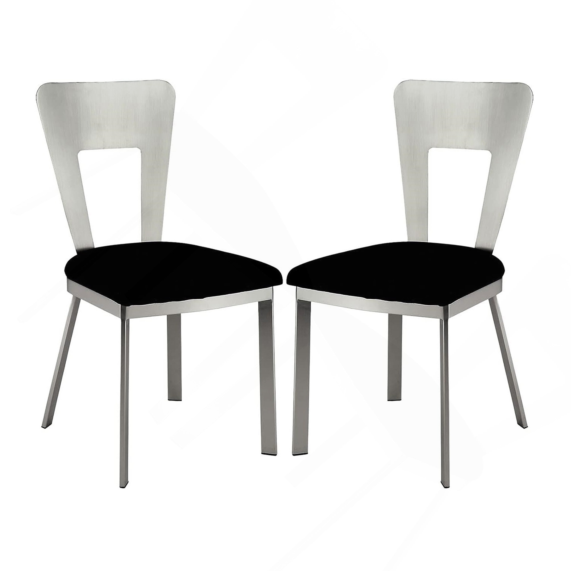 Orren Ellis Contemporary Silver Metal 2Pc Dining Chairs Black ...